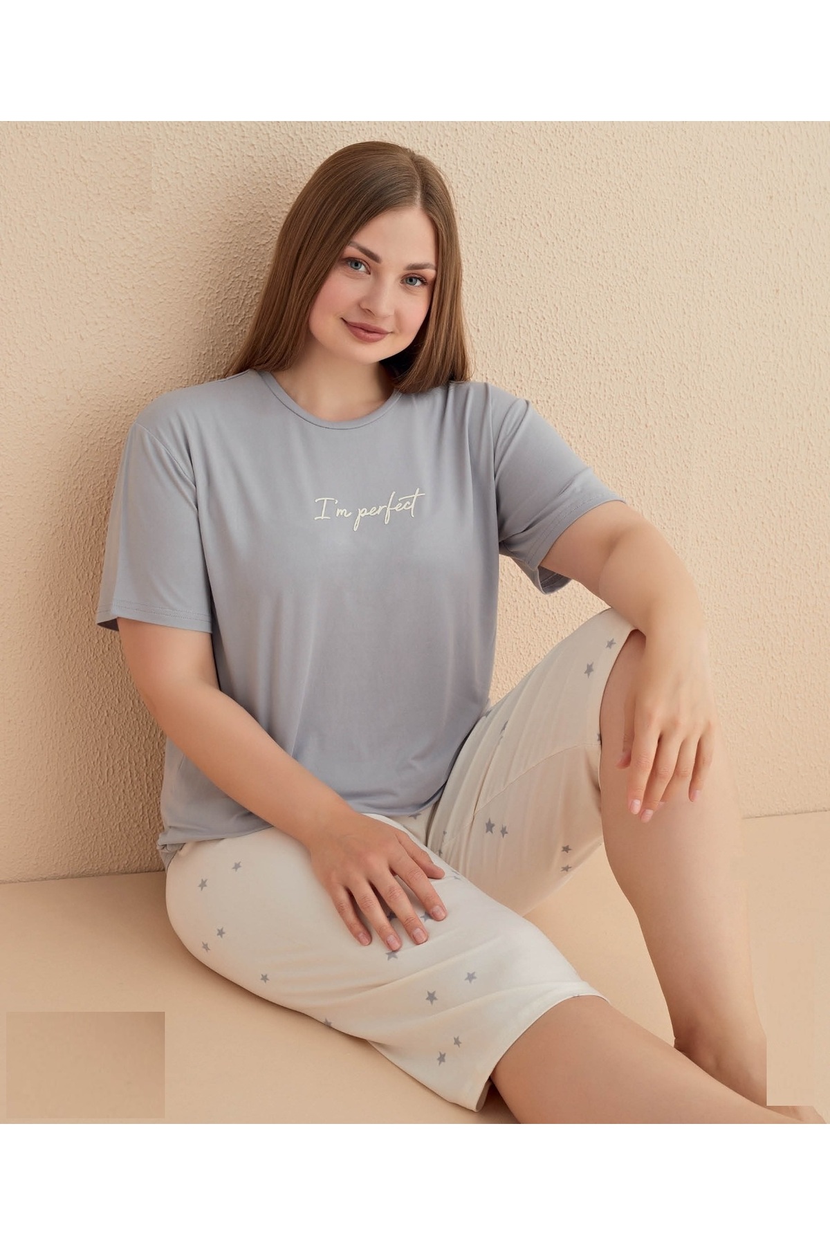 Mihra Stil Mihra 50503-4 Kadın Yazlık Büyük Beden Kapri Pijama Takımı - Fiyatı, Yorumları