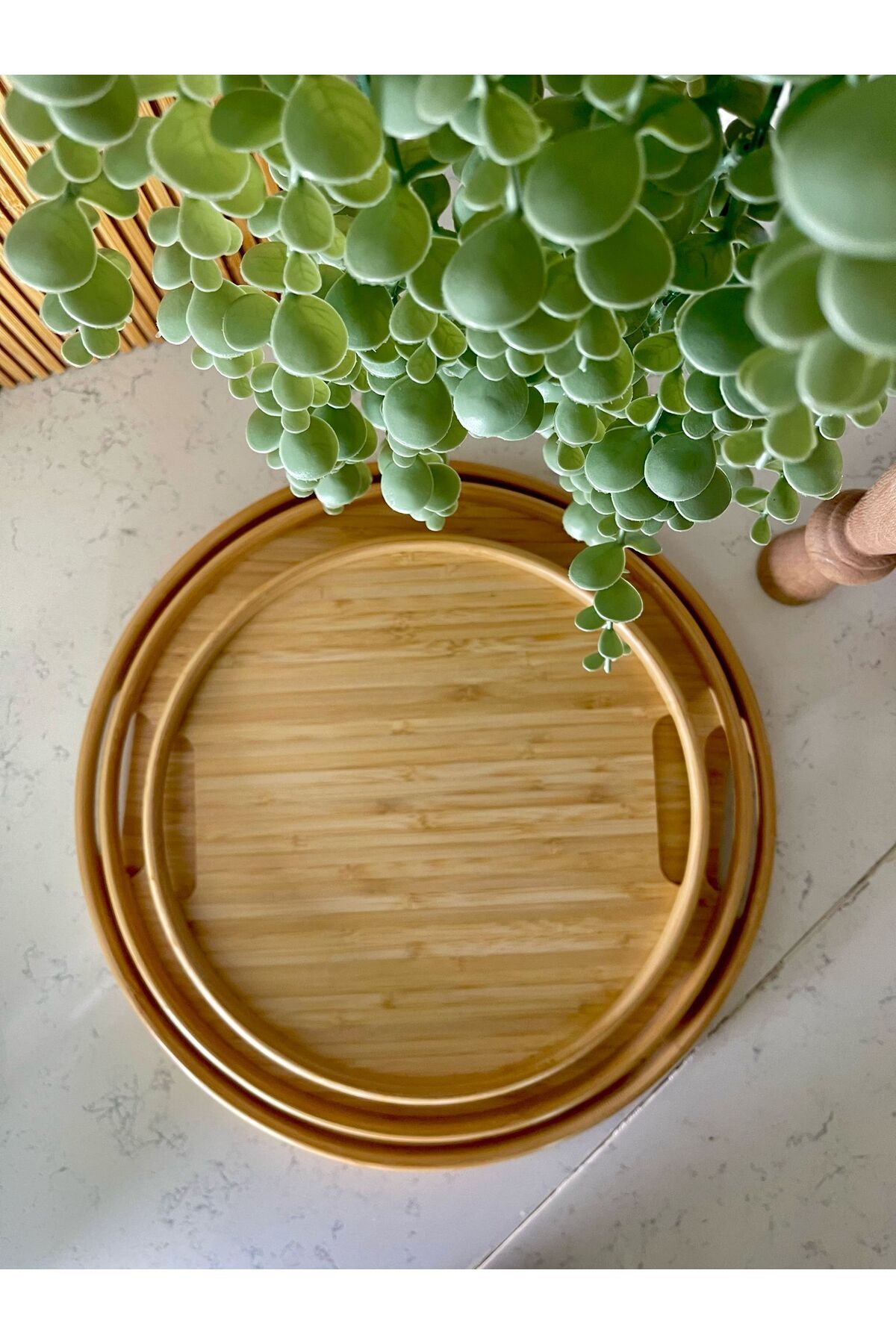 Bade Home 3'lü Iskandinav Tepsi Bambu Tepsi Oval Tepsi Sunum Tepsisi ...