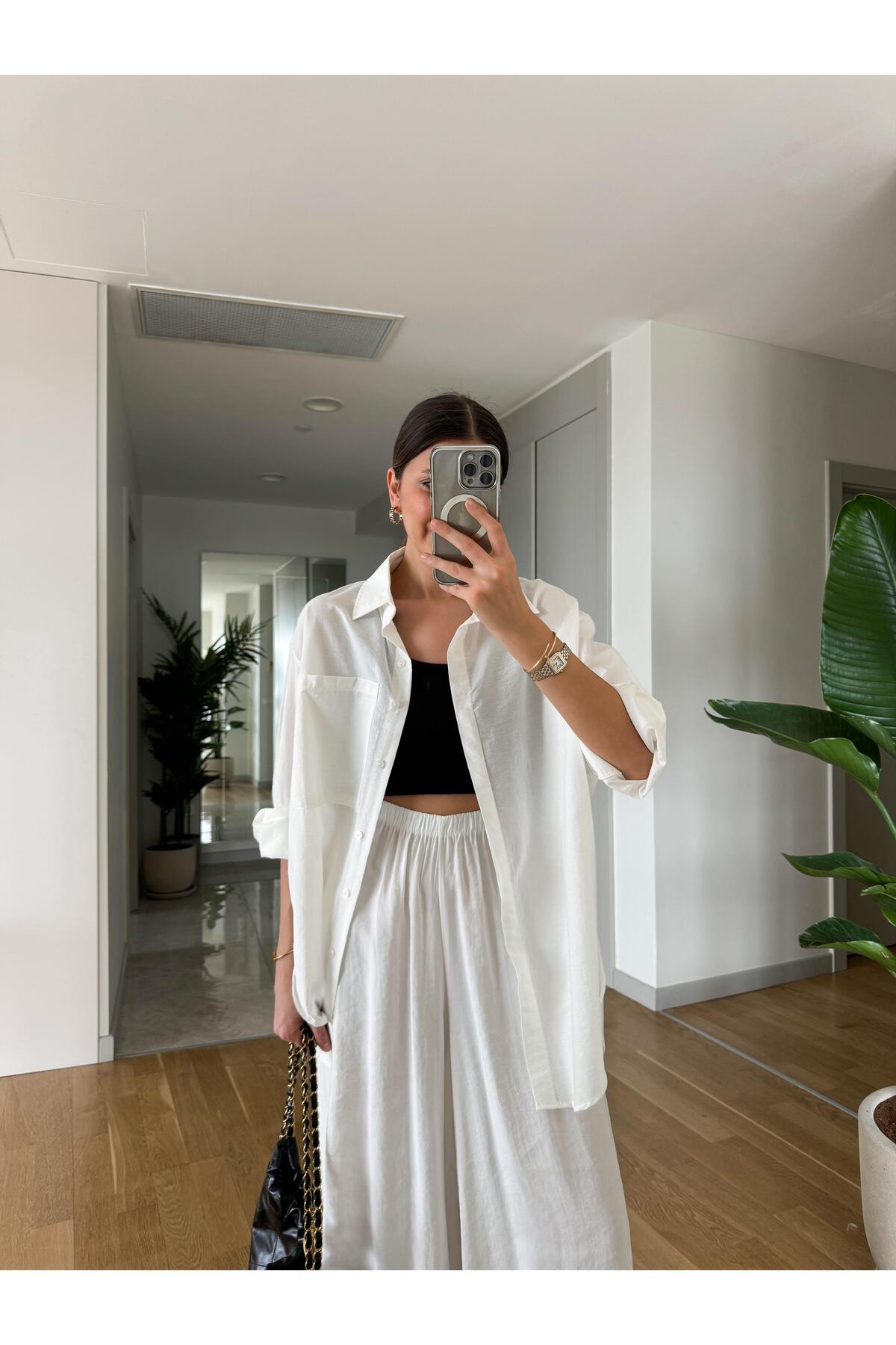 MERVE AKSOY Megan Tek Cepli Oversize Gömlek-Beyaz Fiyatı, Yorumları ...