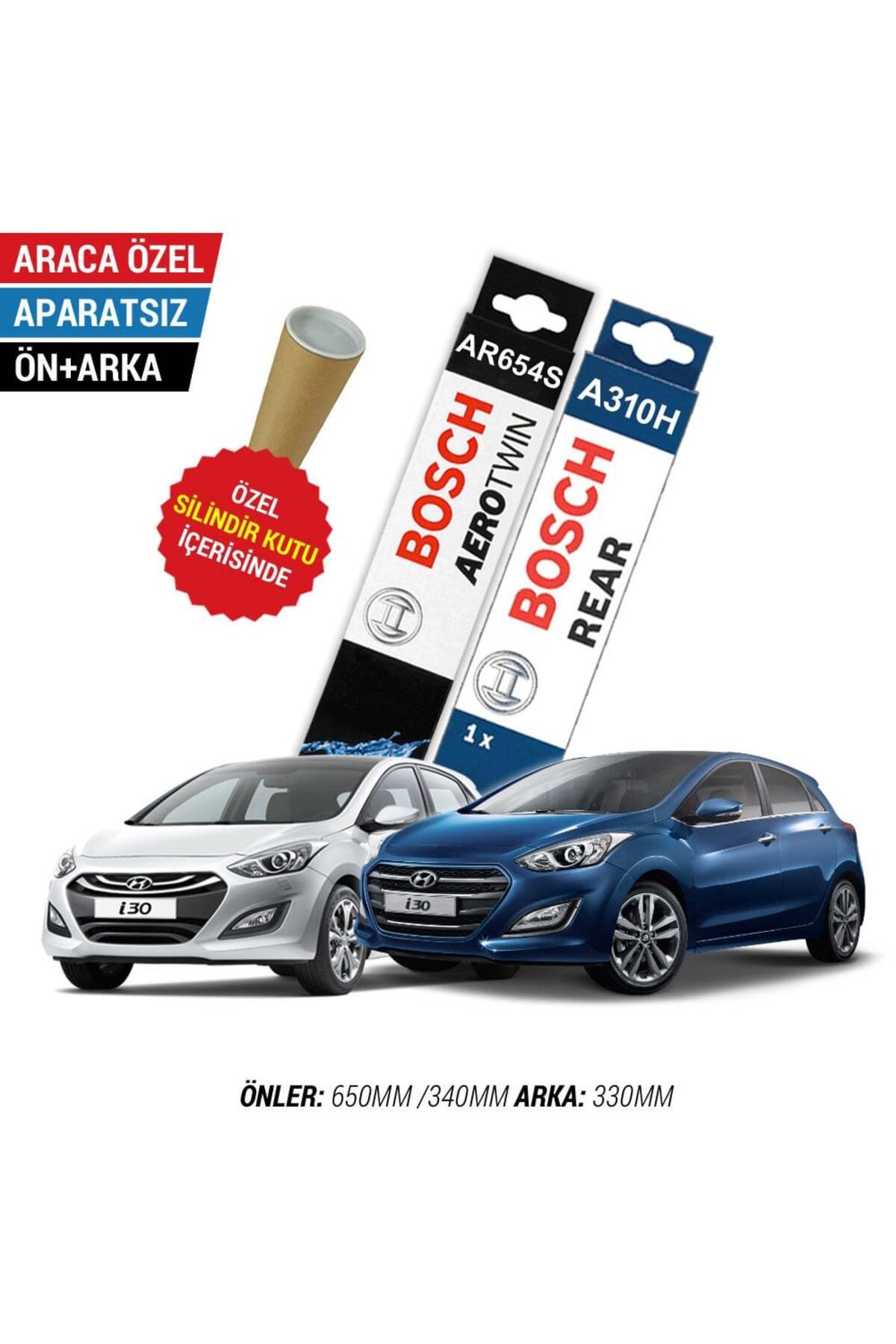 Bosch Hyundai i30 Ön Arka Silecek Seti (2012-2016) Bosch Aerotwin ...