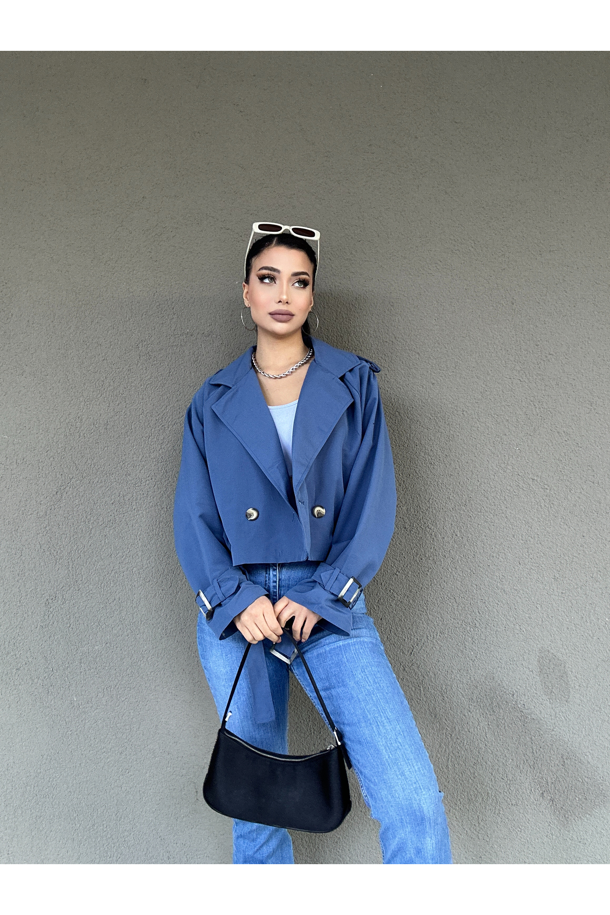 blue ashley Su Geçirmez Oversize Kısa Trençkot Fiyatı, Yorumları - Trendyol