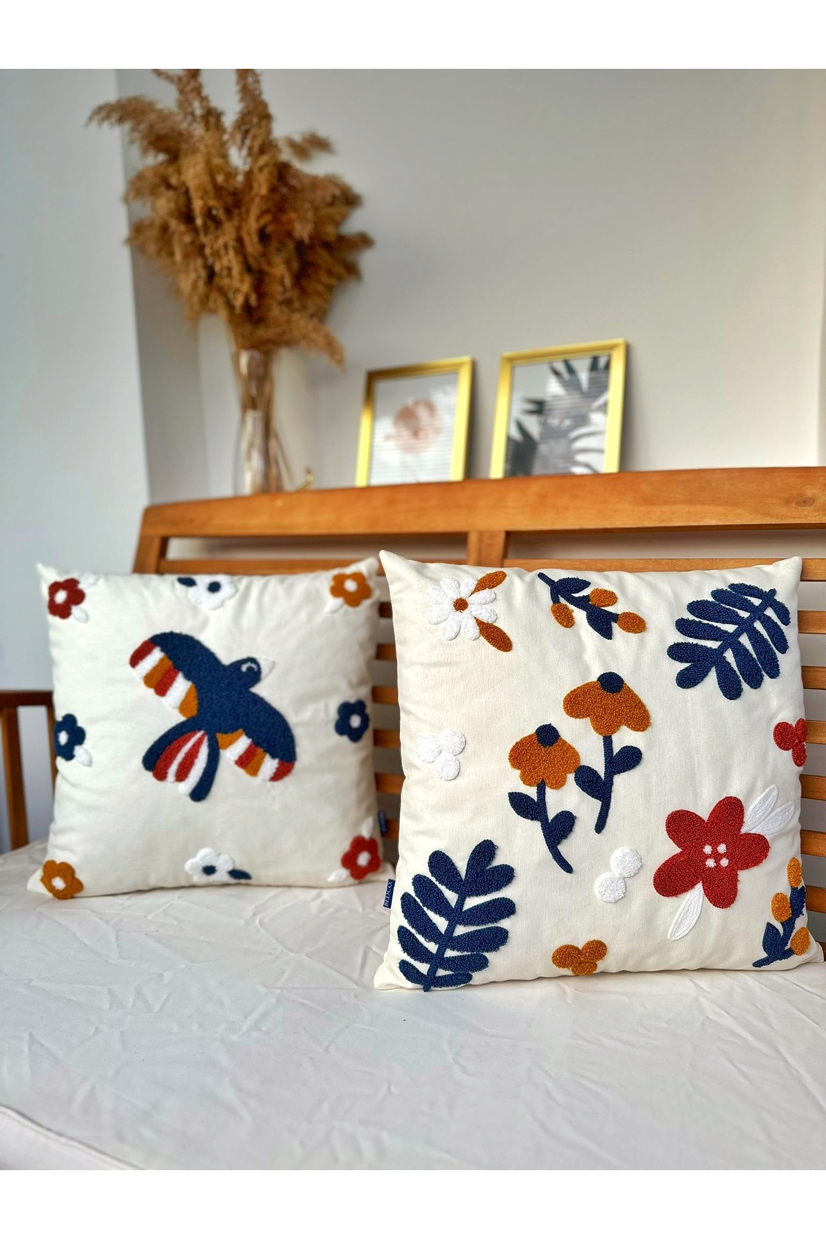 BEDCO Sandra Panç Punch Lacivert Dekoratif Kırlent Kılıfı Seti 2'li 45* ...