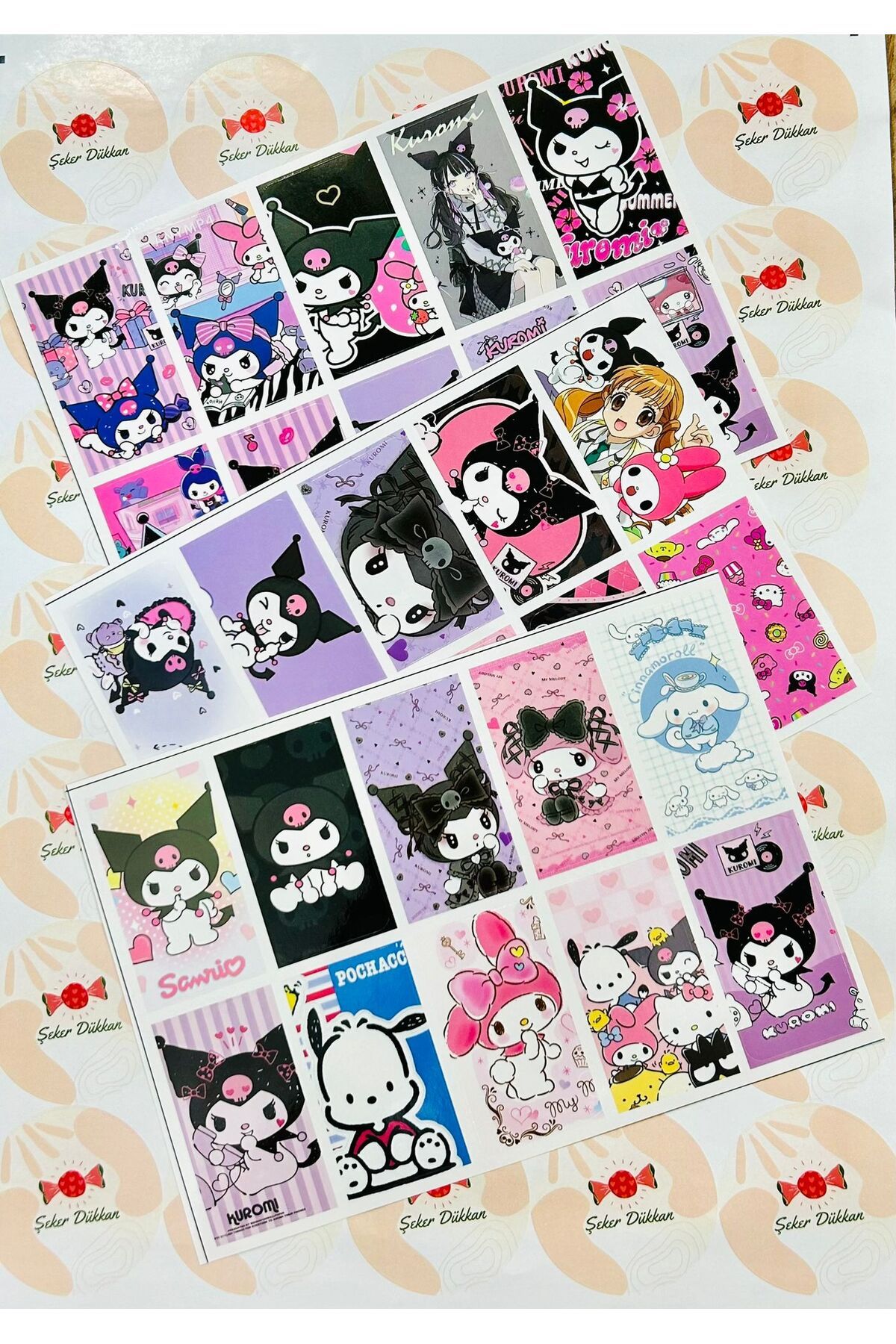 ÖZ KIRTASİYE Kuromi Sanrio Hello Kitty Sticker Etiket 3 sayfa 30 adet ...