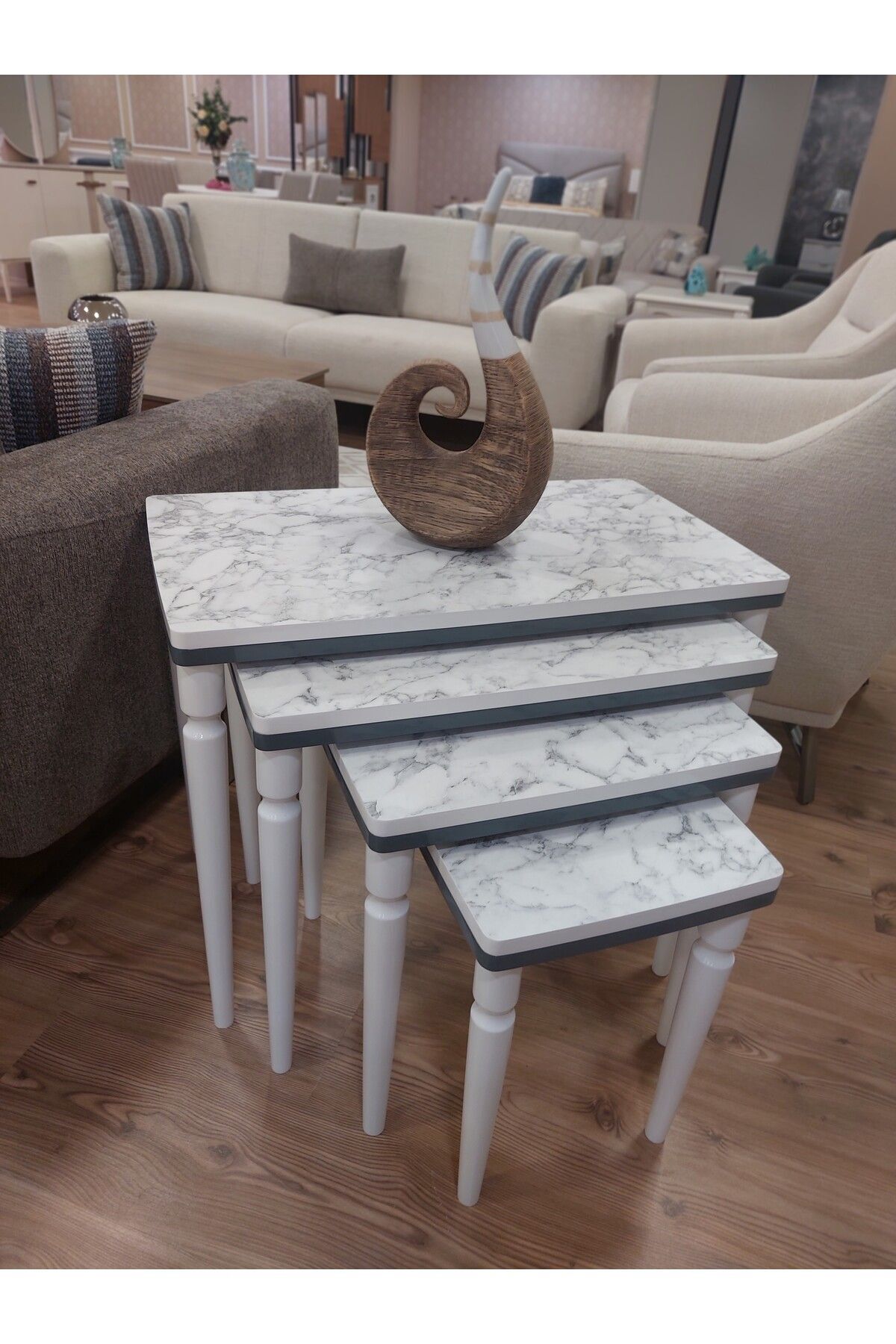 AKSET 4lü Lüx Zigon Sehpa Beyaz Mermer Antrasit Fiyatı, Yorumları - Trendyol