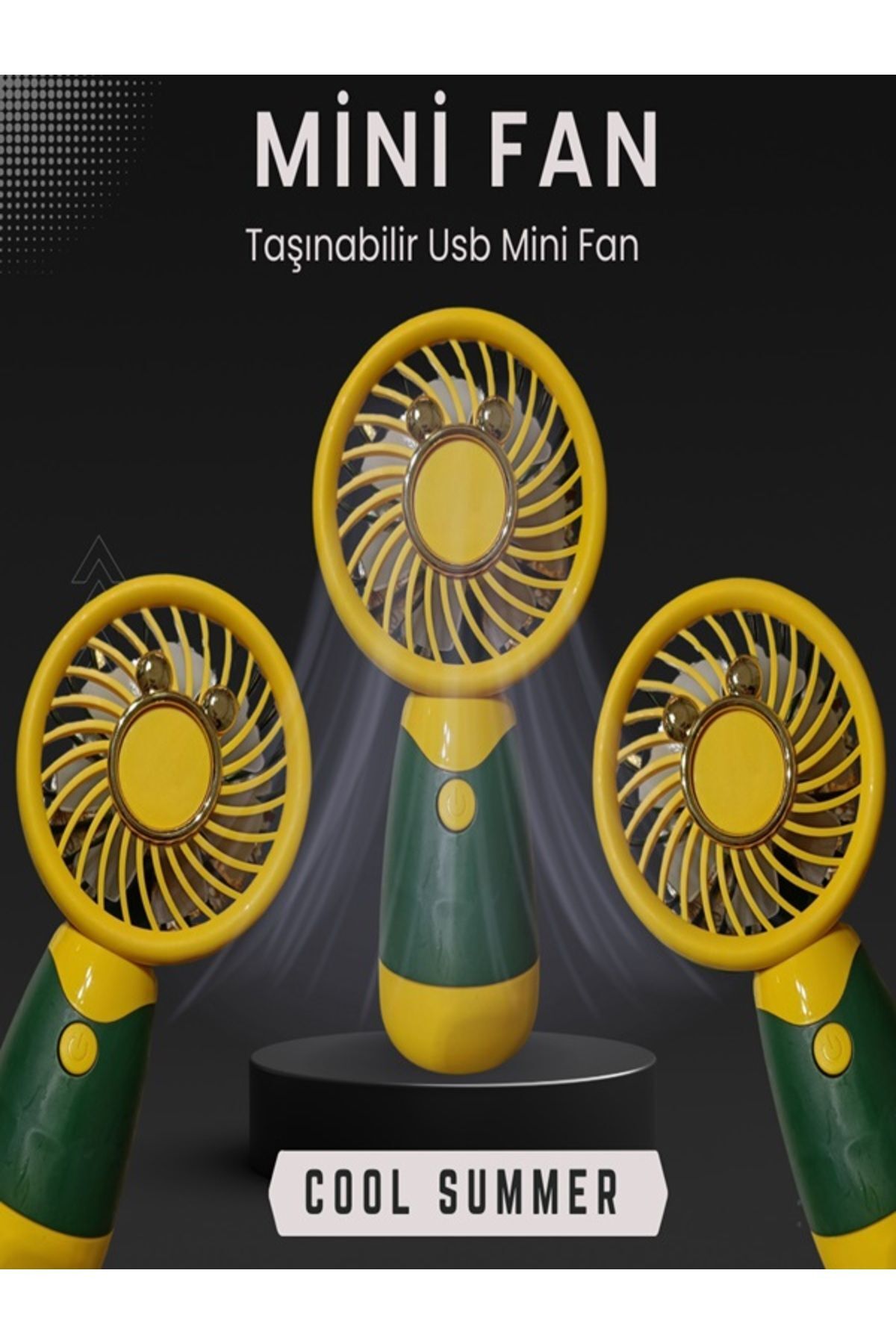 zaytech MİNİ FAN Küçük Ayı Tasarımlı Sevimli Fan Usb Şarj Edilebilir ...