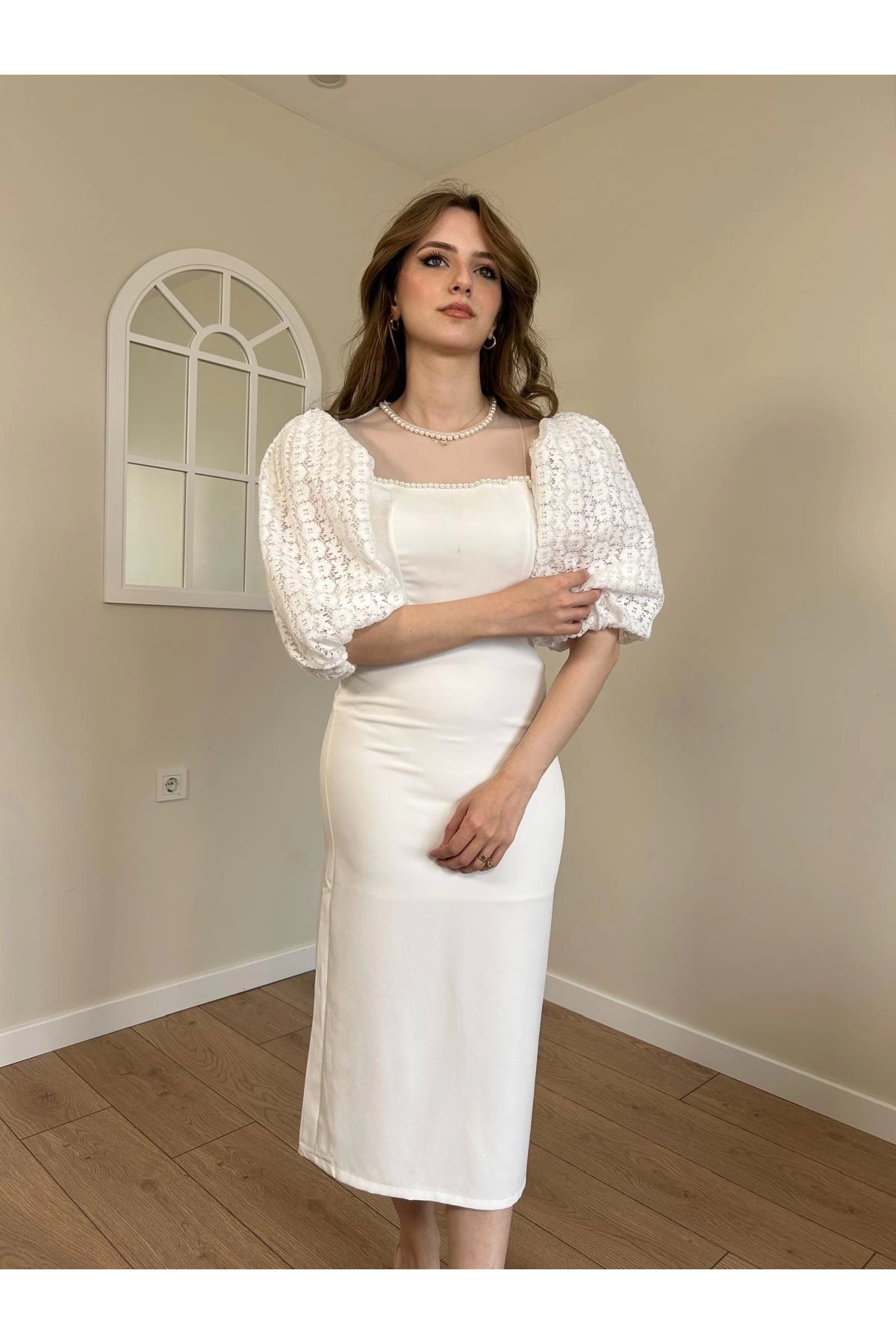 HELİS BUTİK Diana Beyaz Tül ve İnci Detaylı Elbise Fiyatı, Yorumları ...