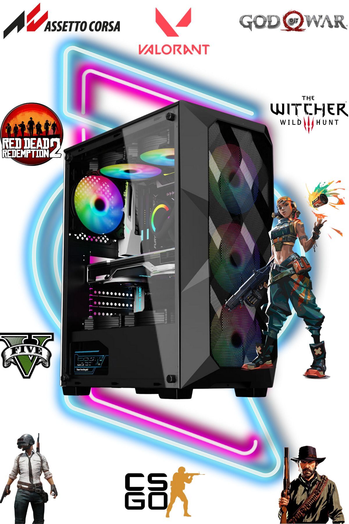 GAMİNGTECH İ5 12400F-RTX 3060 12 GB Ekran Kartı 500 GB NVEME M2ssd-16gb Ram-ARGB Oyuncu Kasa ...