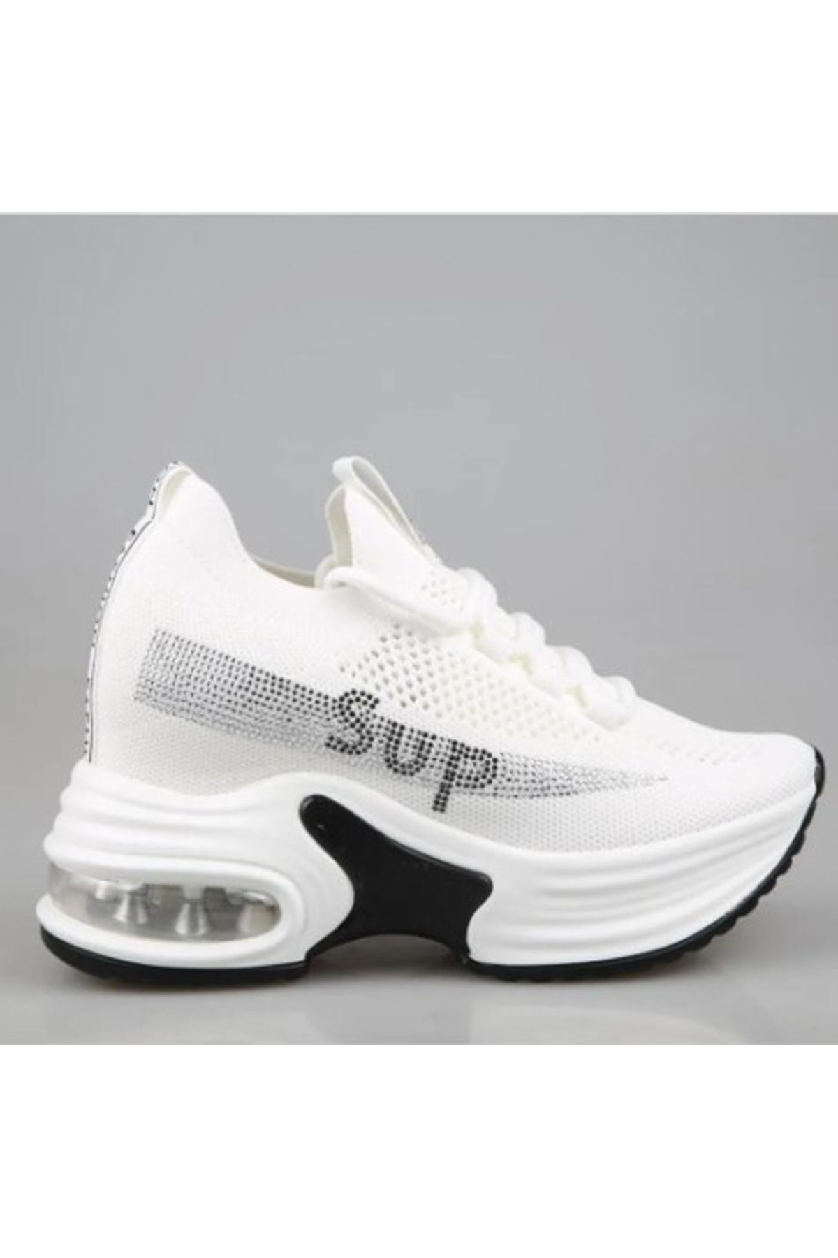 Guja Kadın 24Y300 Siyah Beyaz Sup Taşlı Air Kalın Platform Sneaker Gizli Ortopedi Günlük Spor ...