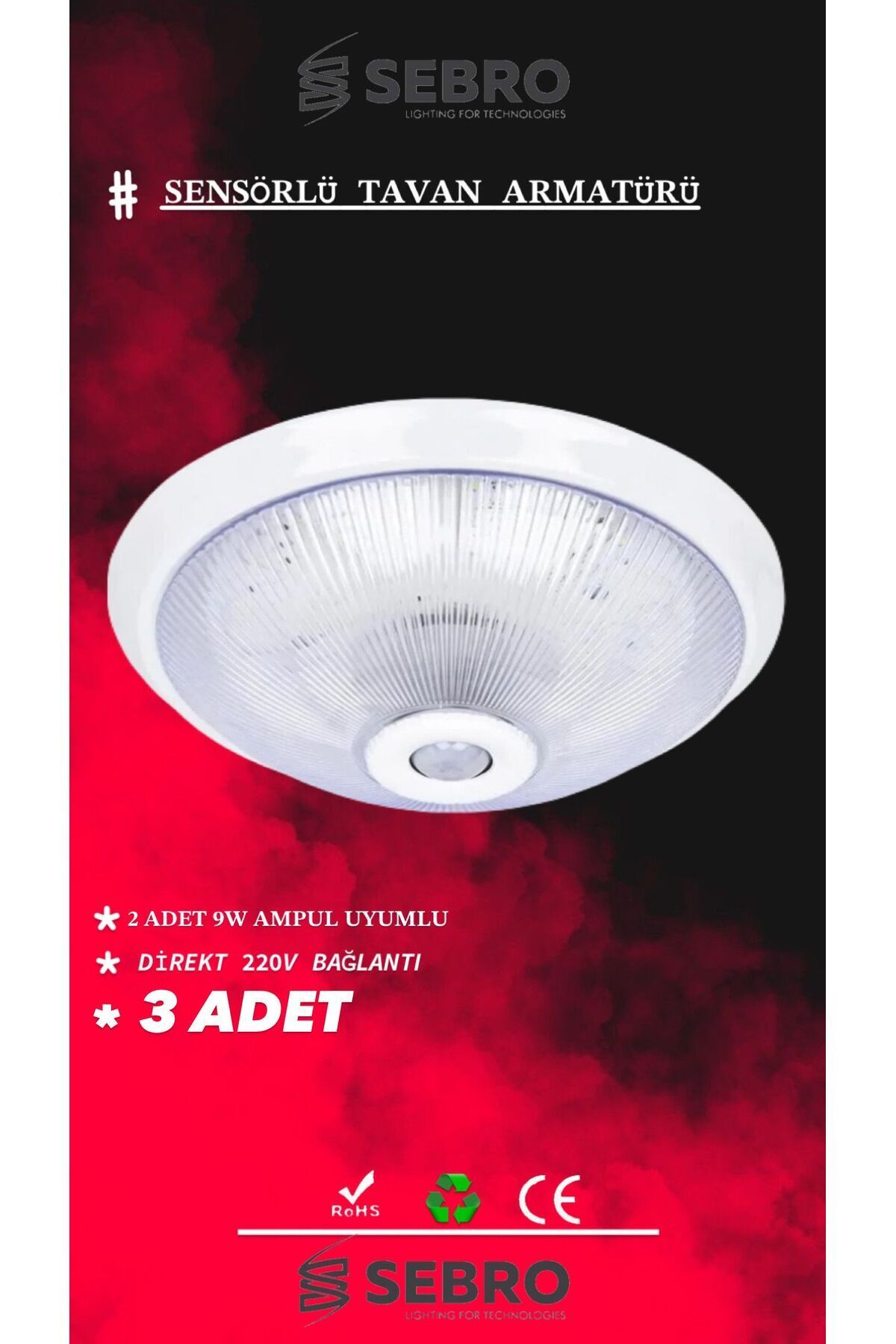Sebro Elektrik 360° Haraket Sensörlü Tavan Armatürü ( 3 Adet ) Fiyatı ...