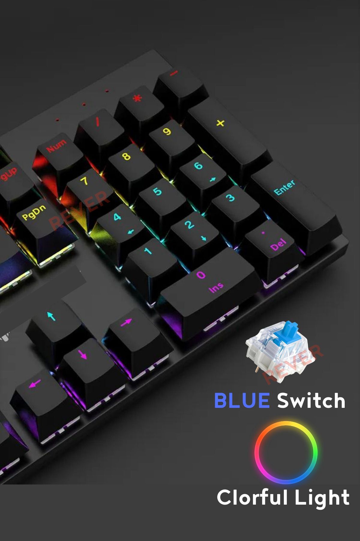 Rever Blue Switch Mekanik Gaming Oyuncu Klavyesi Colorfull RGB Işıklı ...