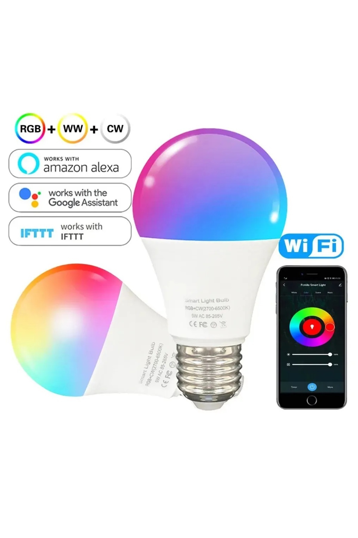 PSGT Akıllı Rgb Led Lamba Ampül 9w 800 Lümen Wifi Tuya Uygulama ...