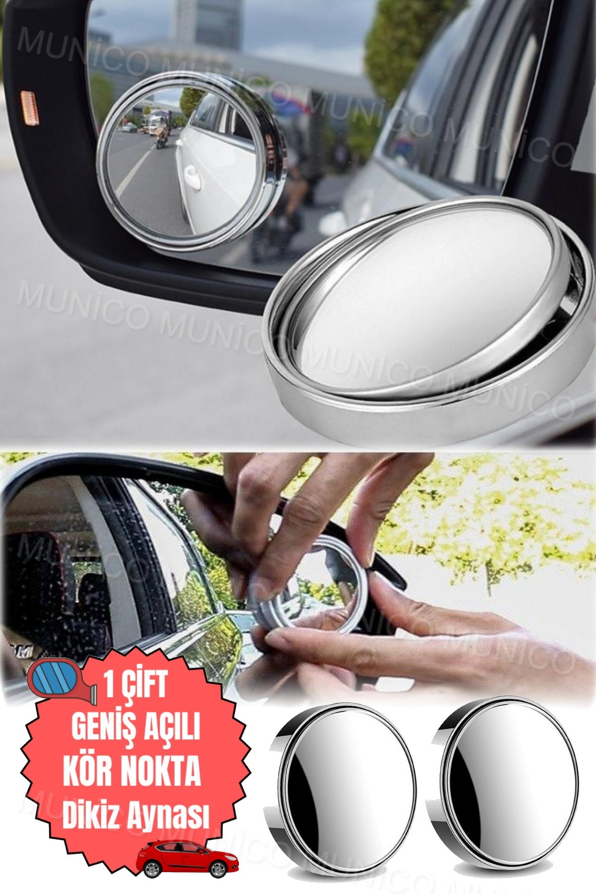 Munico Küçük Yuvarlak Ayna Dikiz Aynası 360 Geniş Açılı Ayna Araba Araç ...