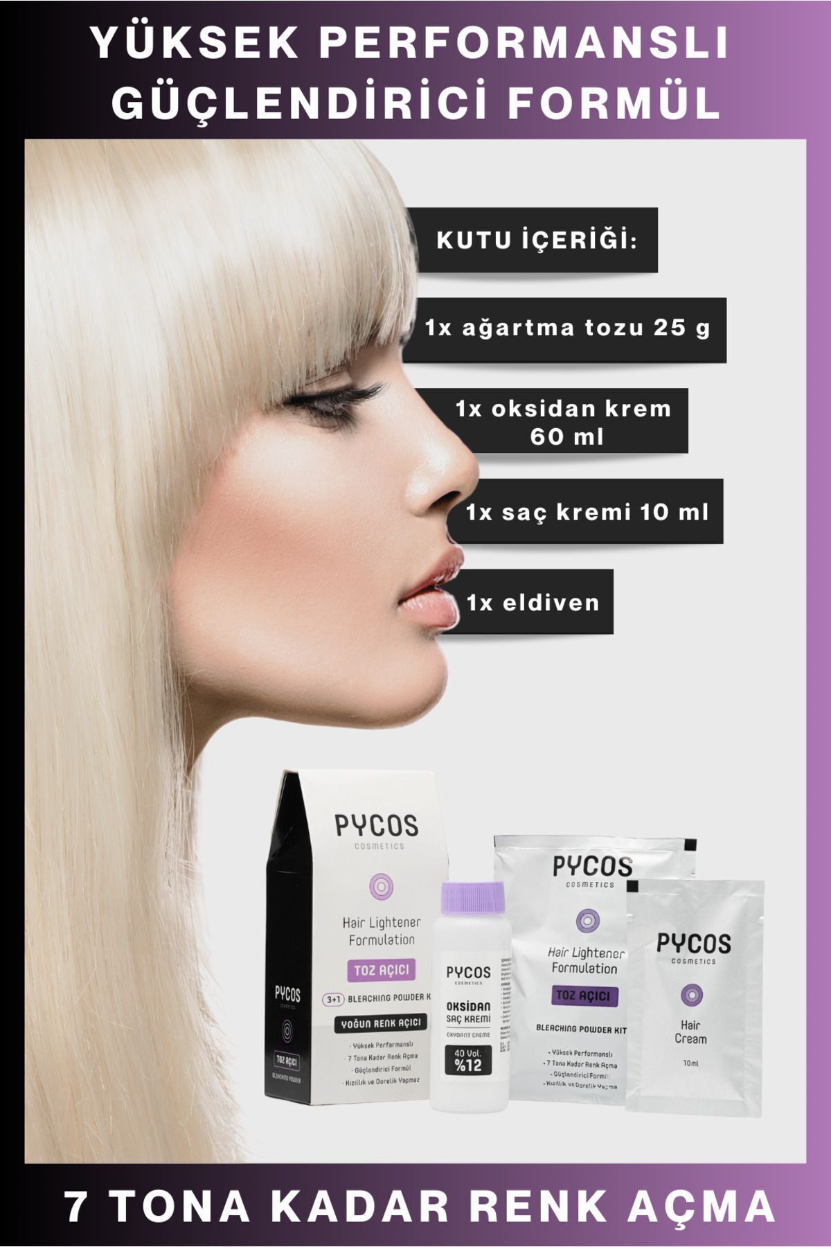 PYCOS COSMETICS Saç Açıcı,renk Açıcı,toz, Açıcı, Oksidan Saç Rengi Açma ...