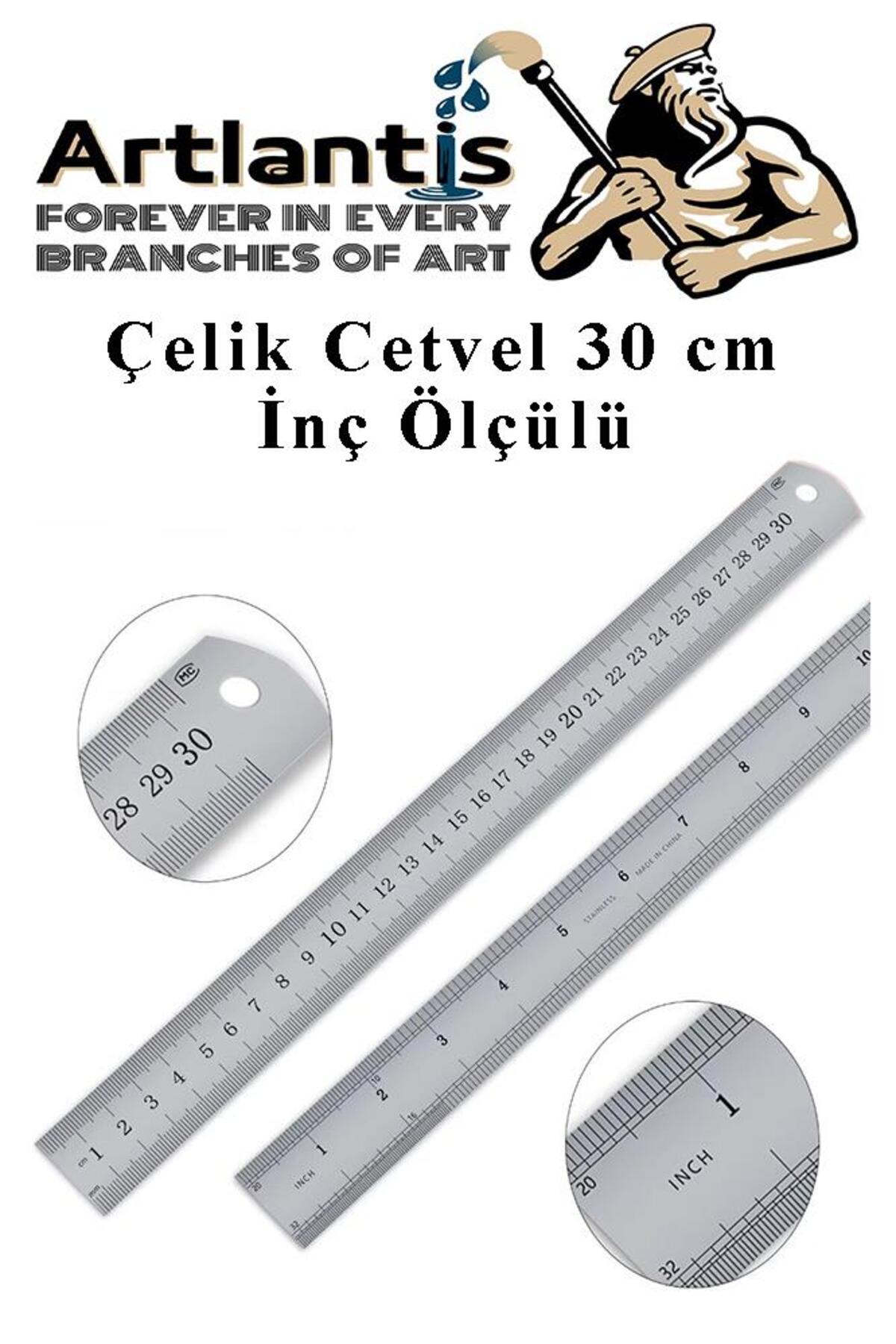 Artlantis Çelik Cetvel 30 cm ve Kretuar Bıçağı 5 Yedek Bıcaklı 1 Adet ...