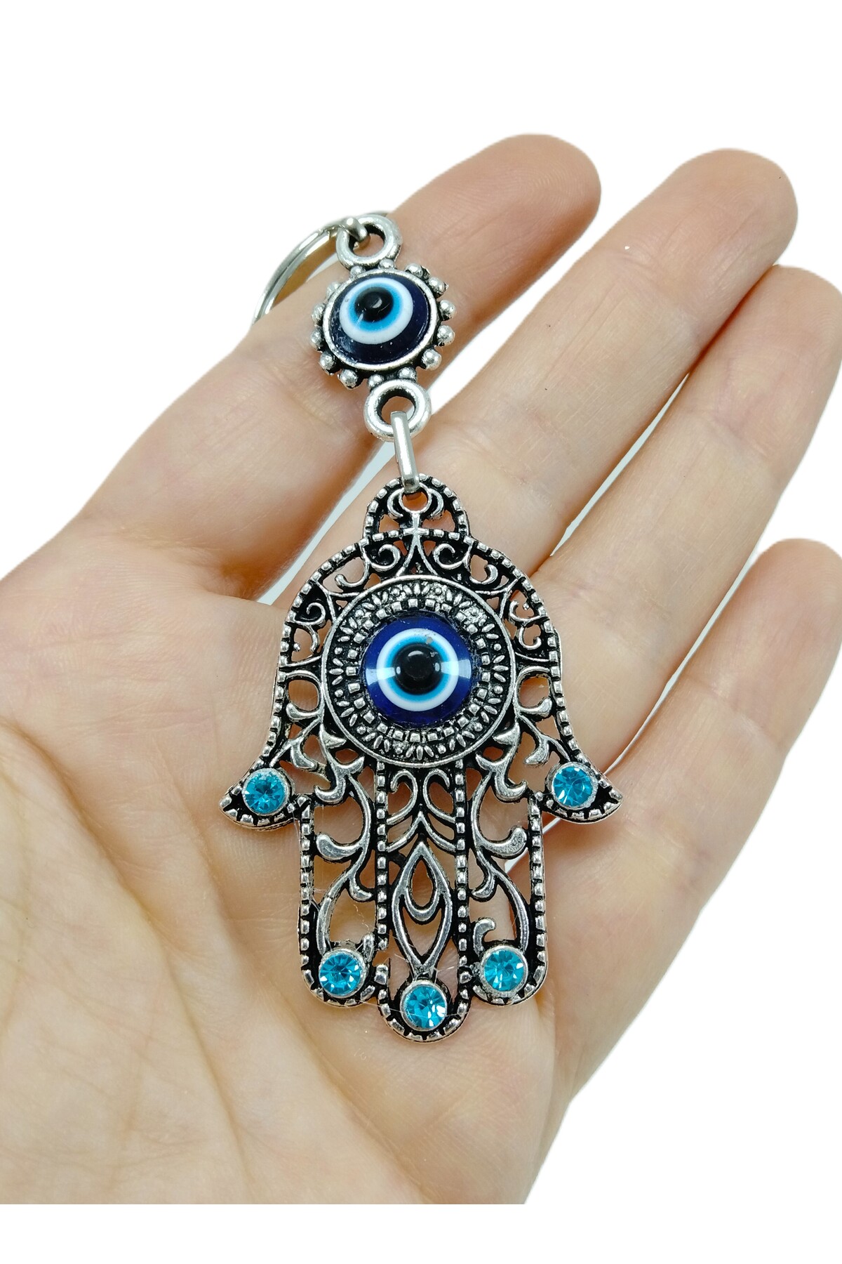 biuti Turkuaz Taşlı Fatma Ana Eli Metal Anahtarlık / Dikiz Ayna Süsü ...