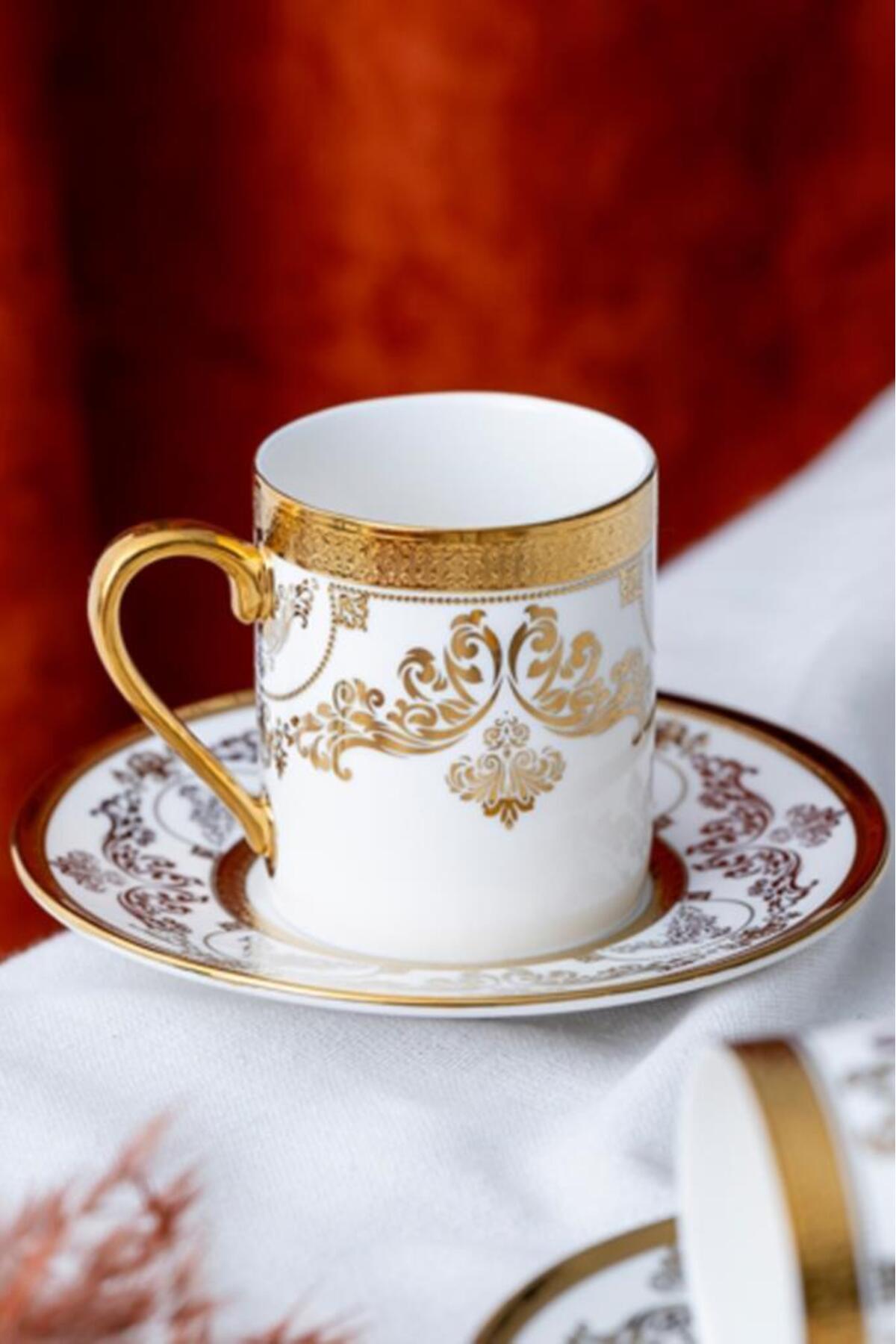ACAR Vienna 6’lı Porselen Kahve Fincan Takımı Gold Yaldızlı - HXF-05911 ...