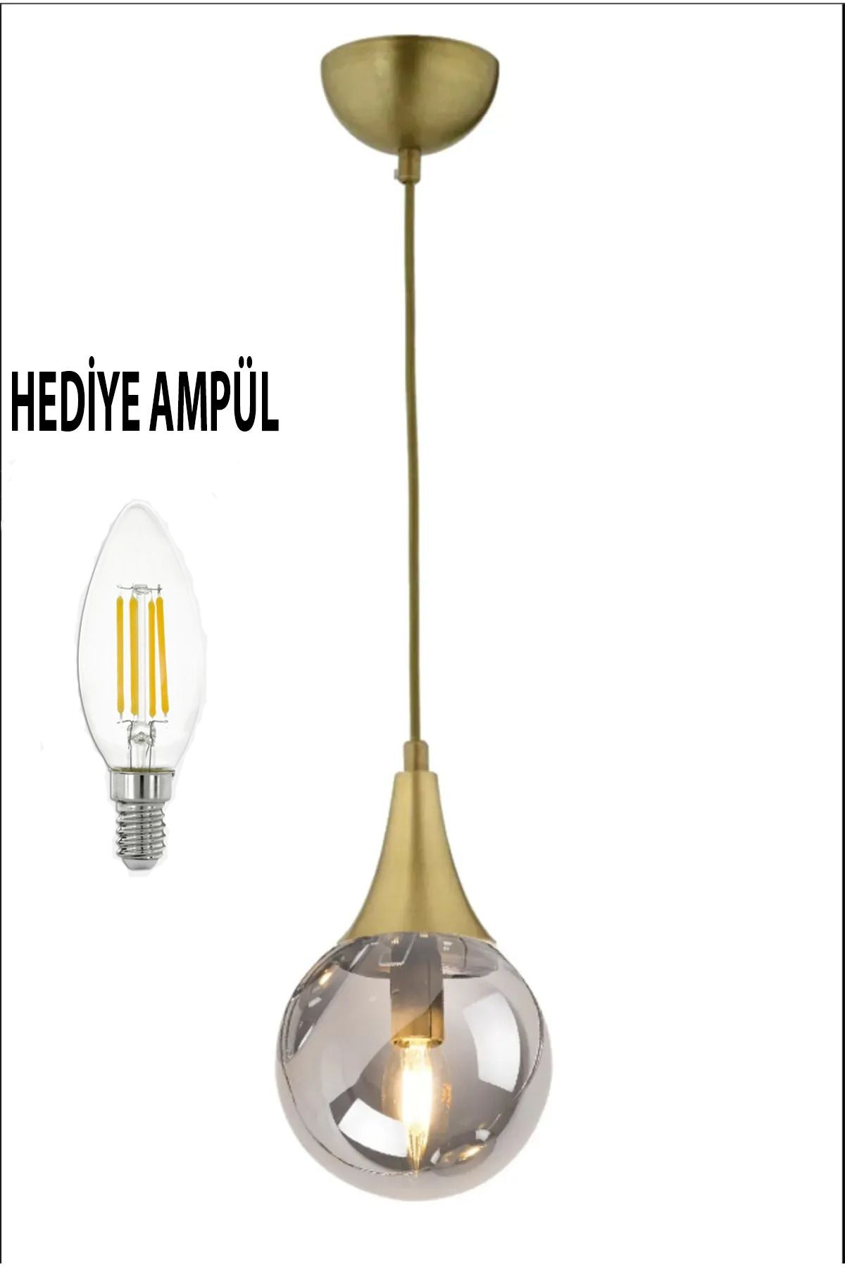 Twosh Inci Tanesi Füme Camlı Eskitme Kaplamalı Tekli Sarkıt Avize ( E ...