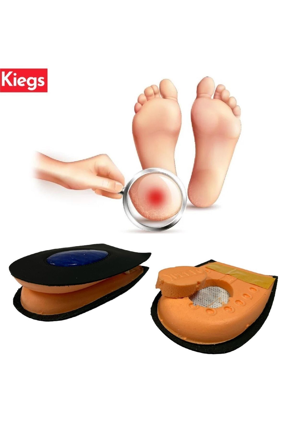 KİEGS Hakiki Deri Jel Takviyeli Topuk Dikeni Yarım Tabanlık 1 Çift ...