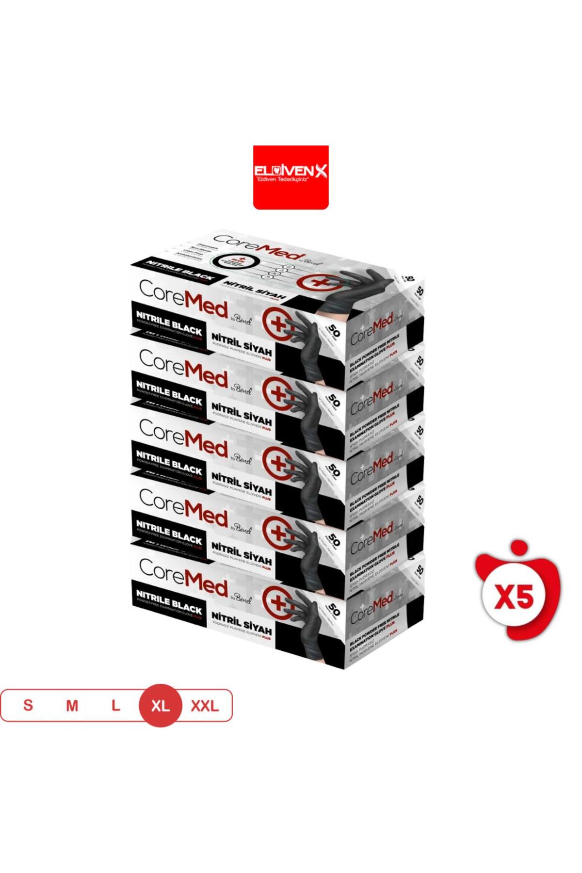 COREMED Ultra Extra Kalın Siyah Nitril Eldiven Pudrasız 50 ' li Paket ...