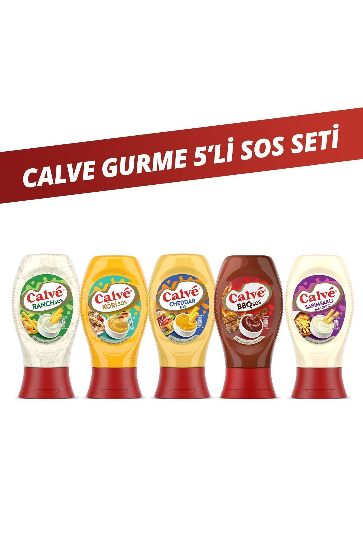 Calve Ranch Sos 245gr & Barbekü Sos 290gr & Cheddar Sos 240gr & Köri ...