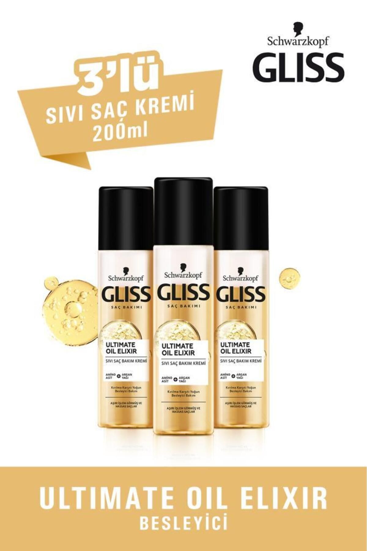 Gliss Ultimate Oil Elixir Besleyici Durulanmayan Sıvı Saç Kremi 200 ml ...