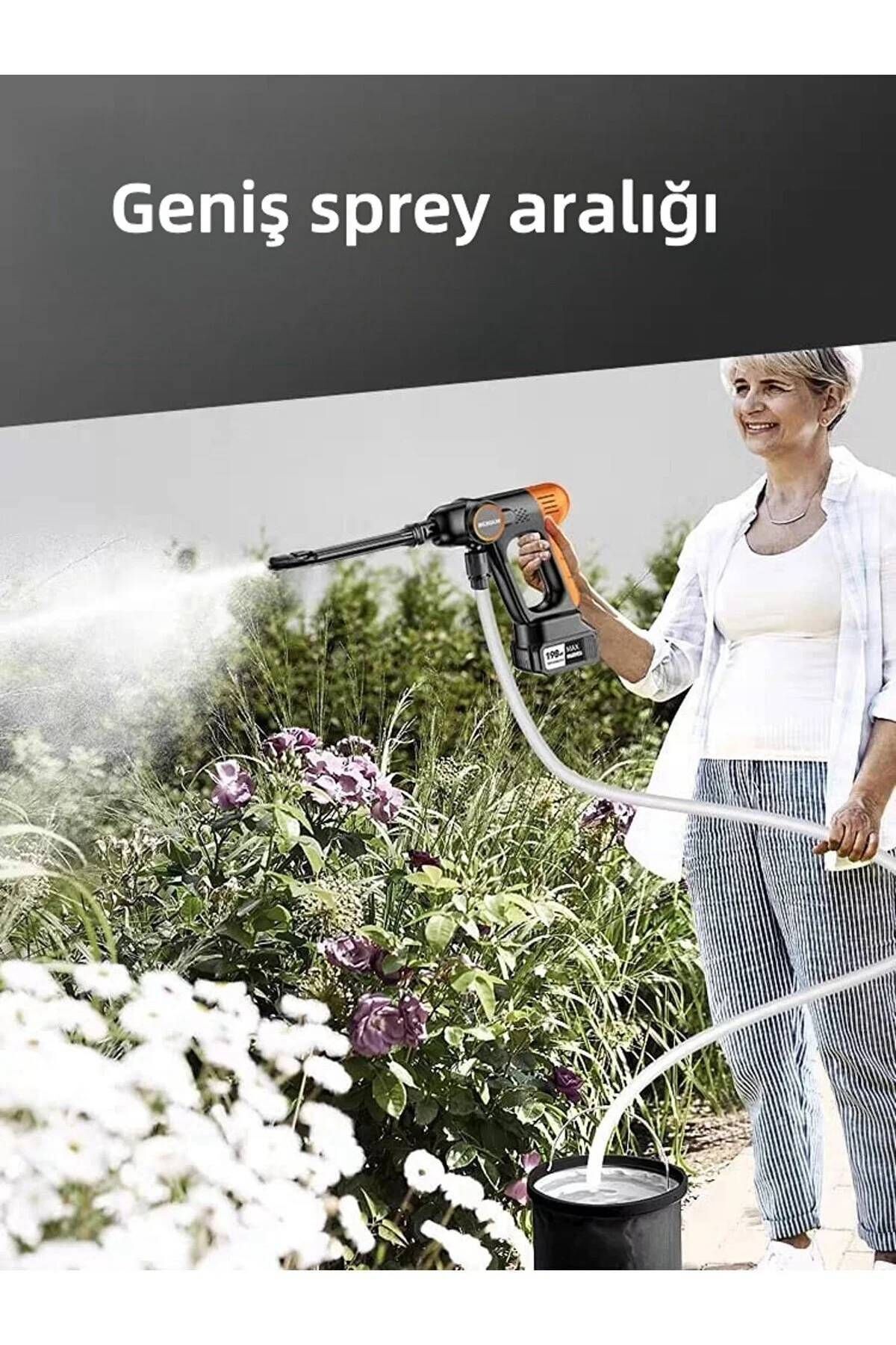 alpanya Çift Akülü Şarjlı Yüksek Basınçlı Oto Araba Bahçe Yıkama ve ...