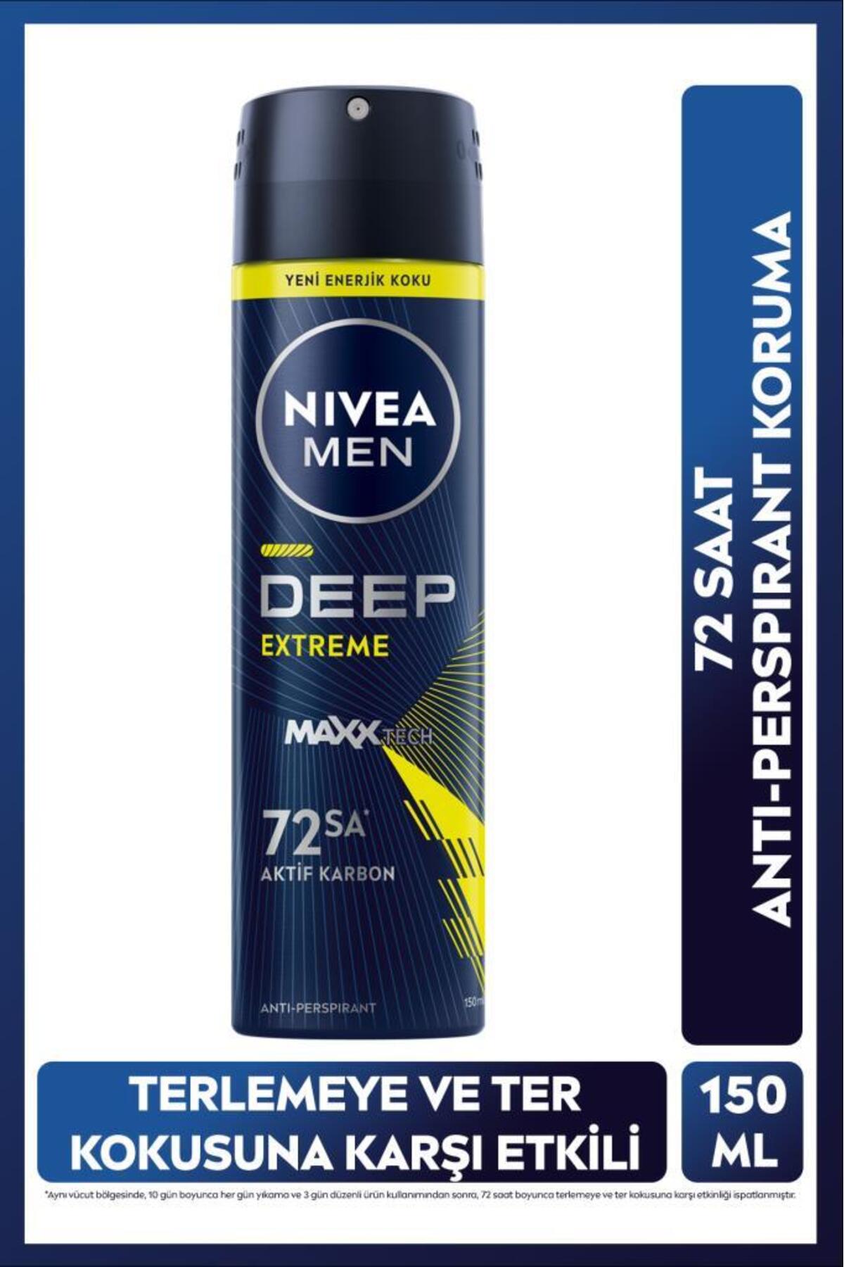 NIVEA MEN Erkek Sprey Deodorant Deep Extreme 150ml, 72 Saat Anti ...