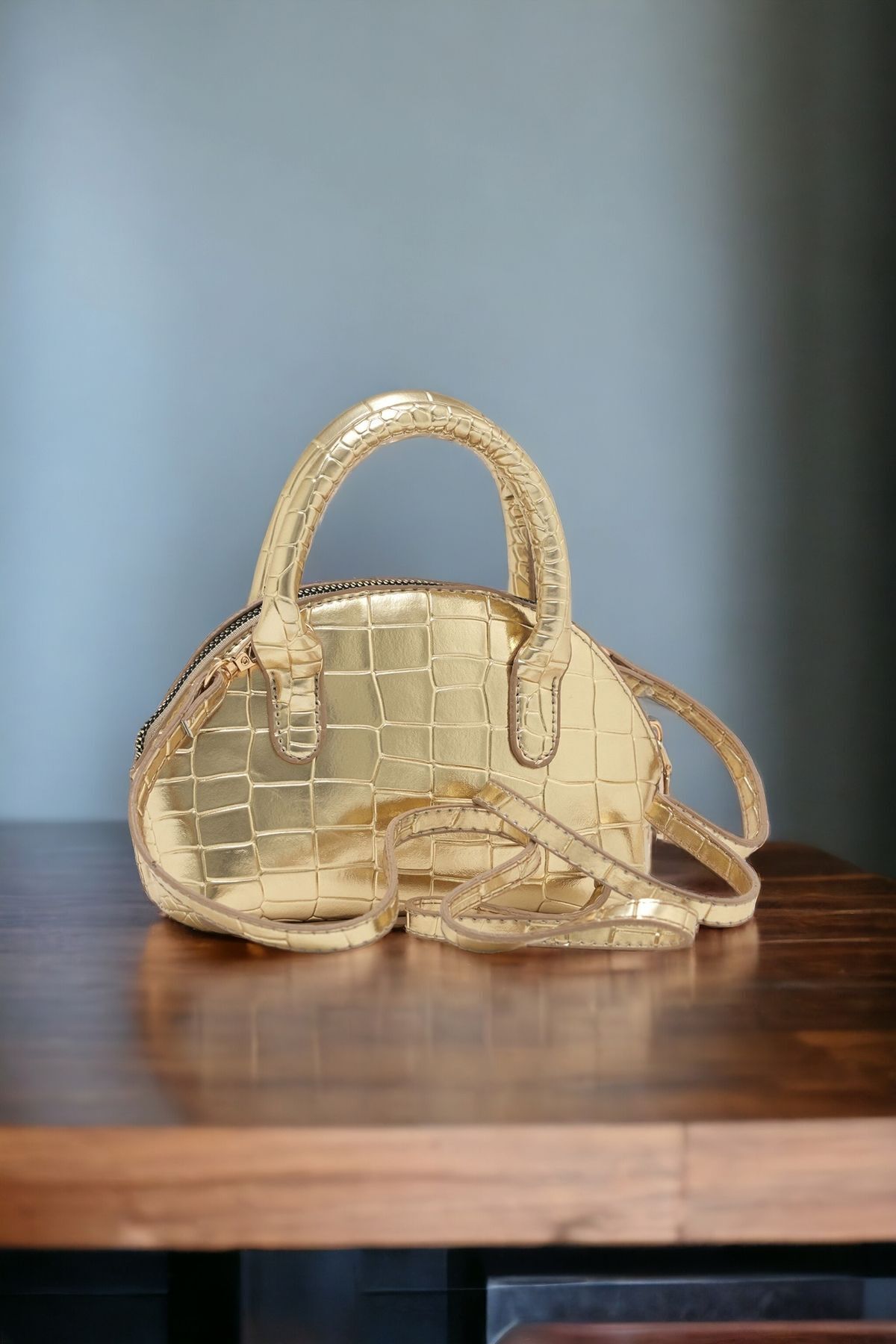 Glemix Safir Gold Kroko Mini Kadın El Ve Omuz Çantası Fiyatı, Yorumları ...