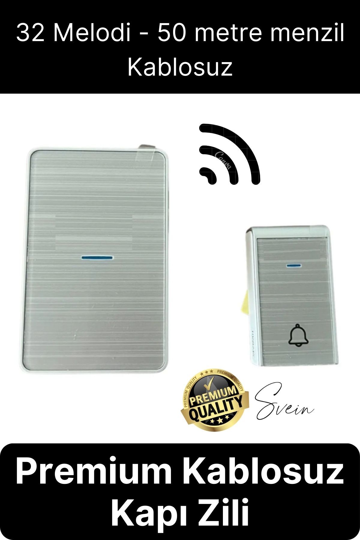 Svein Lüks Kablosuz Uzaktan Kumandalı Yüksek Sesli Uzun Mesafe Menzil Kapı Zili Ev Ofis Dükkan ...