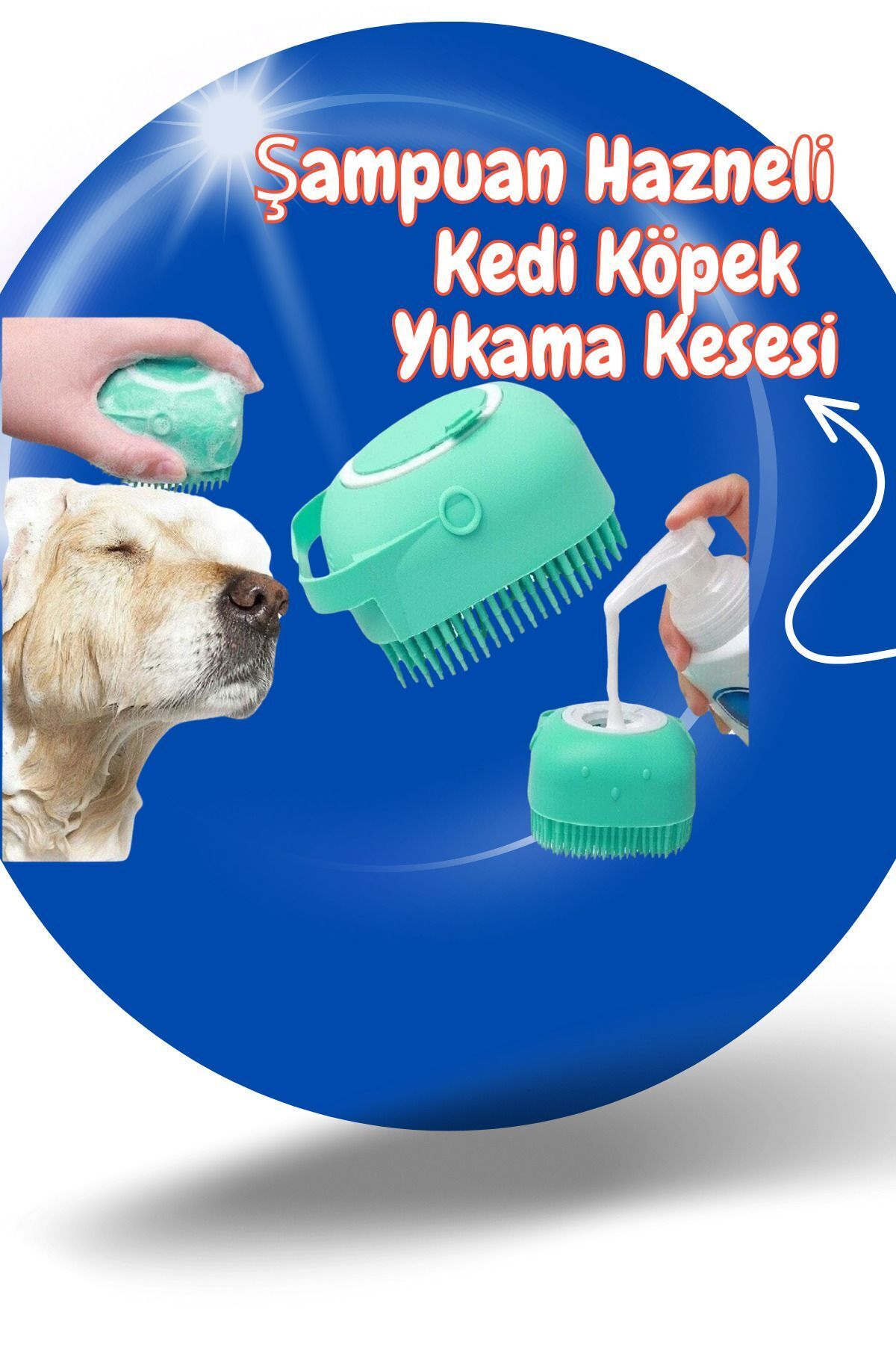ALÇİN Kedi Ve Köpek Evcil Hayvan Yıkama Fırçası Silikon Şampuan Hazneli ...