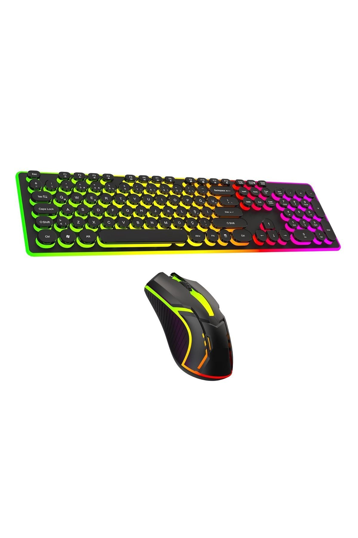 Enshall BKB8 Gaming Klavye Mouse Combo Set RGB Işıklı Kablolu Q Klavye ...