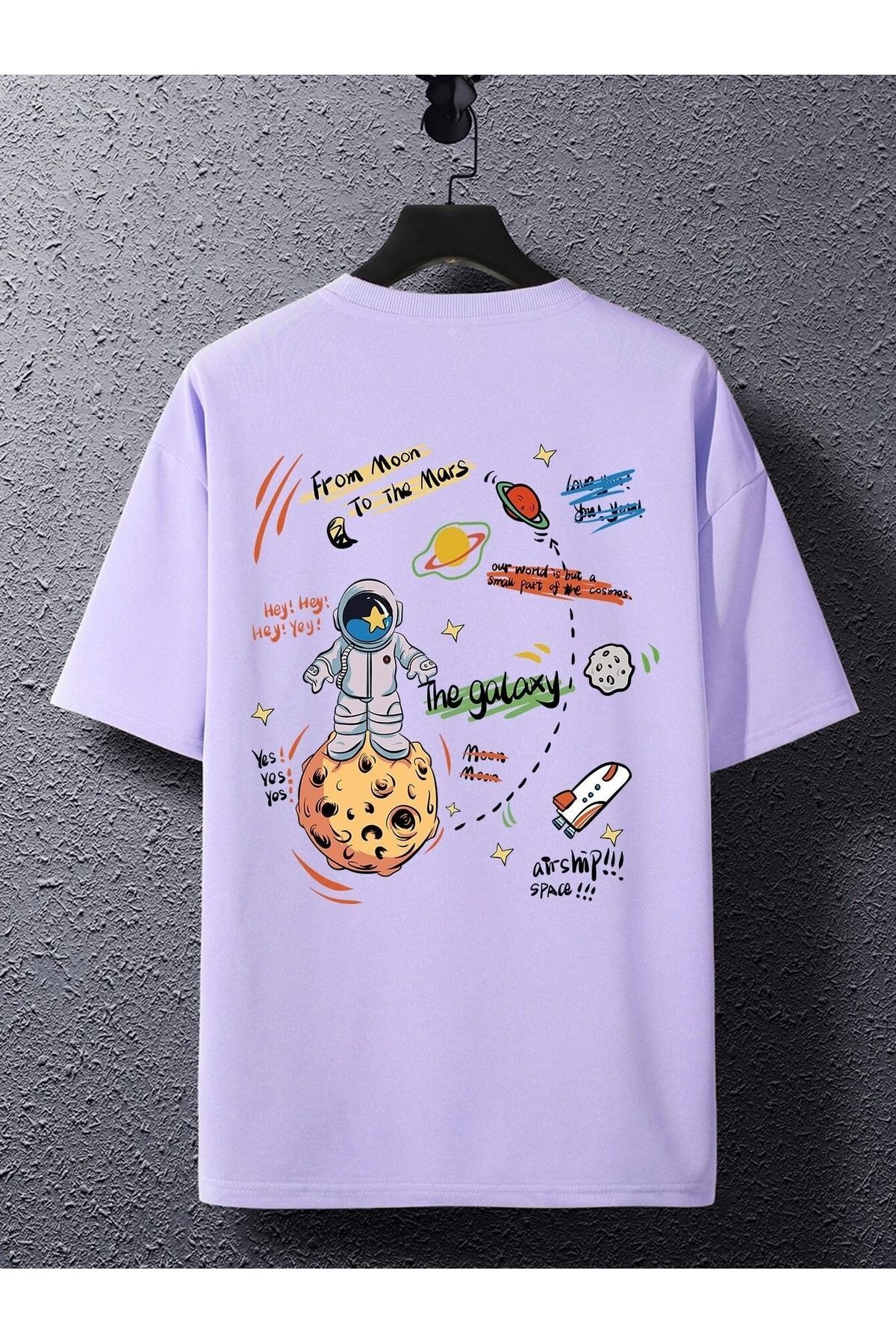 PALPİTO Unisex Lila Space Uzay Baskılı Oversize T-Shirt Fiyatı ...