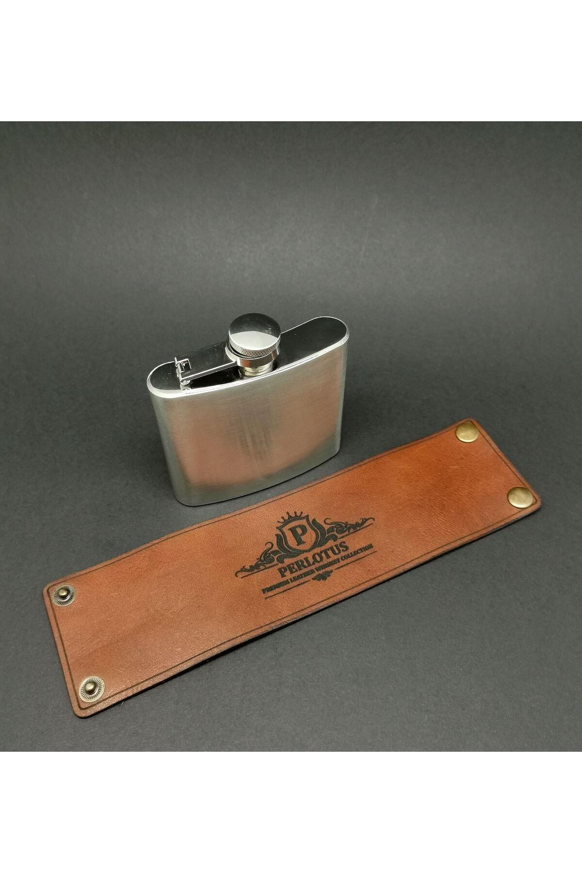 Genel Markalar 5 Oz- 150 Cc Hunili Cep Tipi Deri Kılıflı Çelik Viski ...