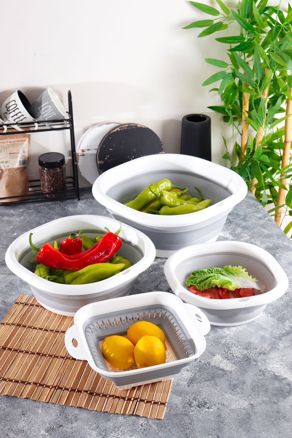 The Anabel 4’lü Akordiyon Katlanır Badya Leğen Süzgeç Seti - Fiyatı ...