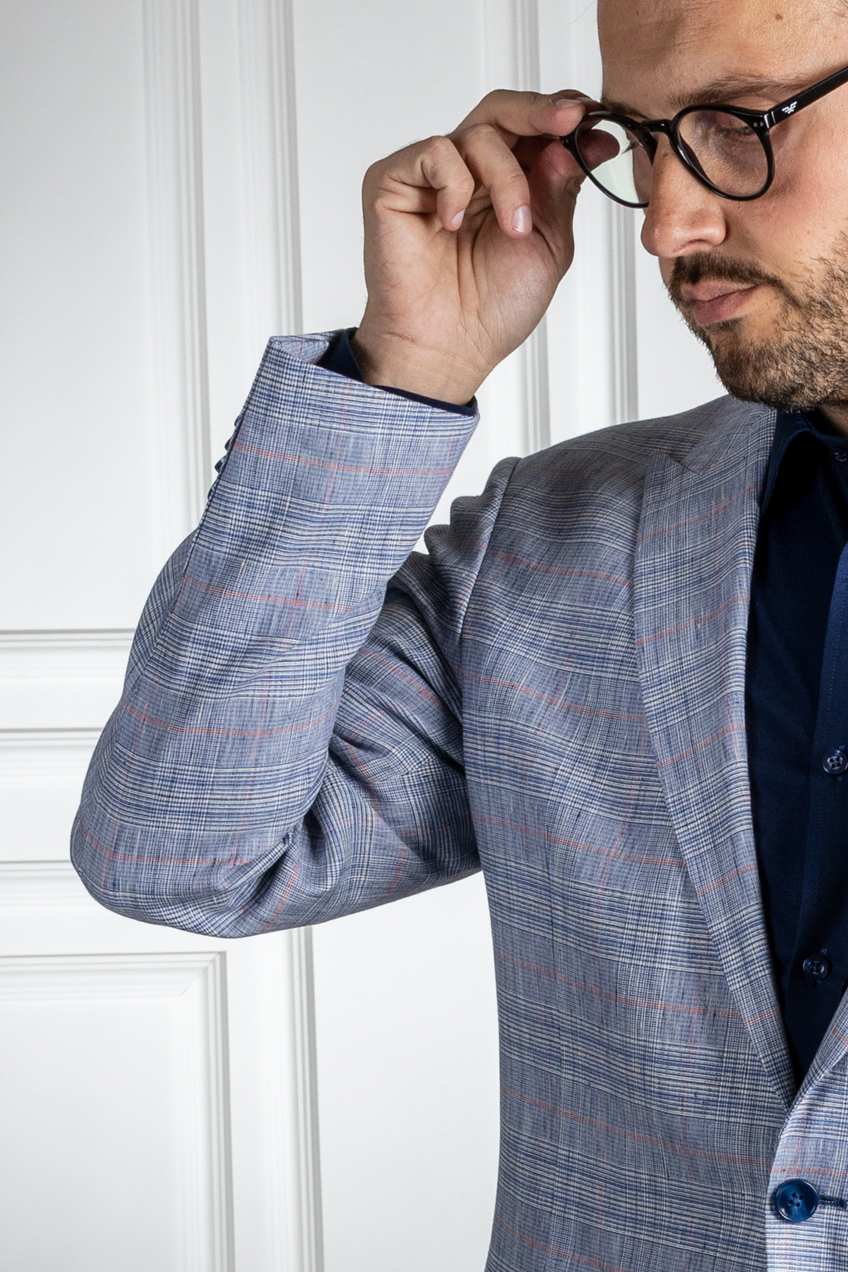 Sarar İnterview Sarar Amara Kırlangıç Yaka Slim Fit Kareli Mavi Ceket ...