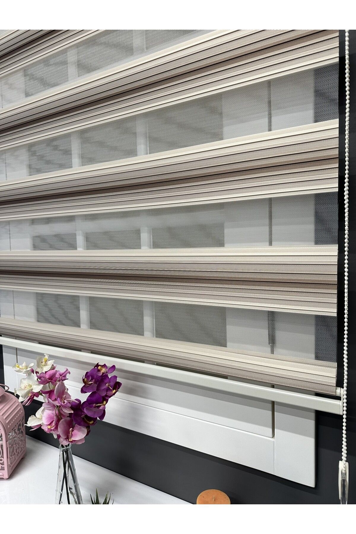 Atölyeperde Atölye Perde Krem-Kahve Renk Geçişli Plise Zebra Stor Perde ...