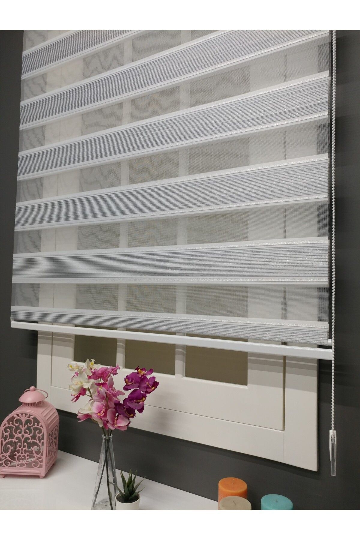 Atölyeperde Atölye Perde Gri - Gümüş Simli Mikro Plise Zebra Stor ...