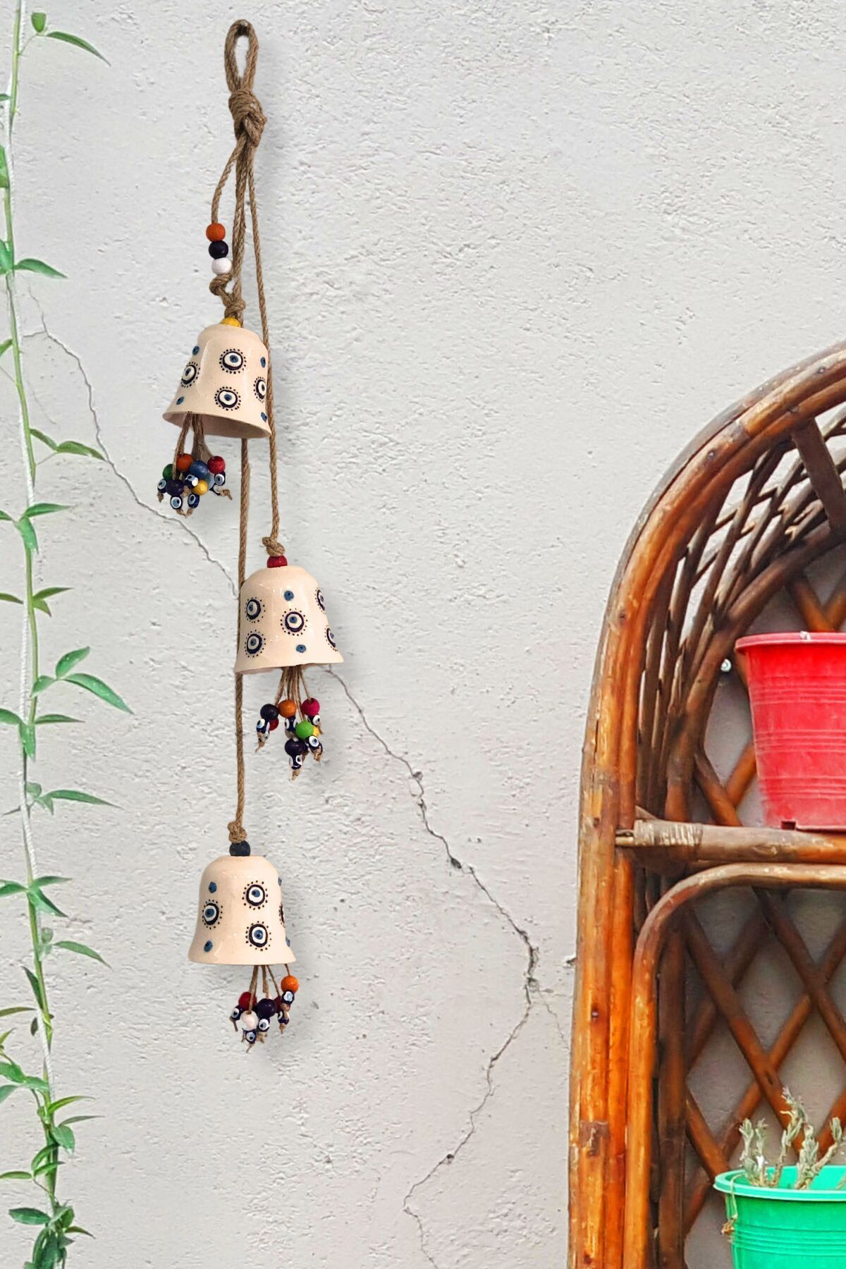 Art inside Seramik Nazar Boncuğu Desenli Çan 3lü Duvar Dekorasyon ...