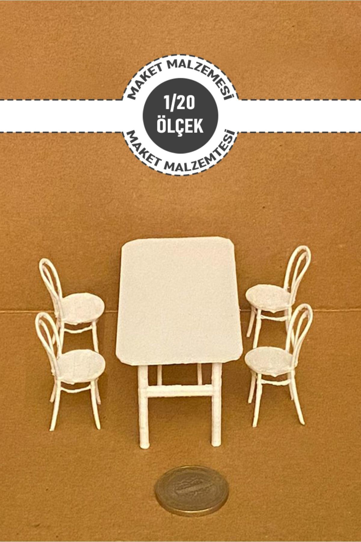 Piduma Maket Tefriş Elemanları | 1/20 Ölçek | 4 Kişilik Yemek Masası Ve ...