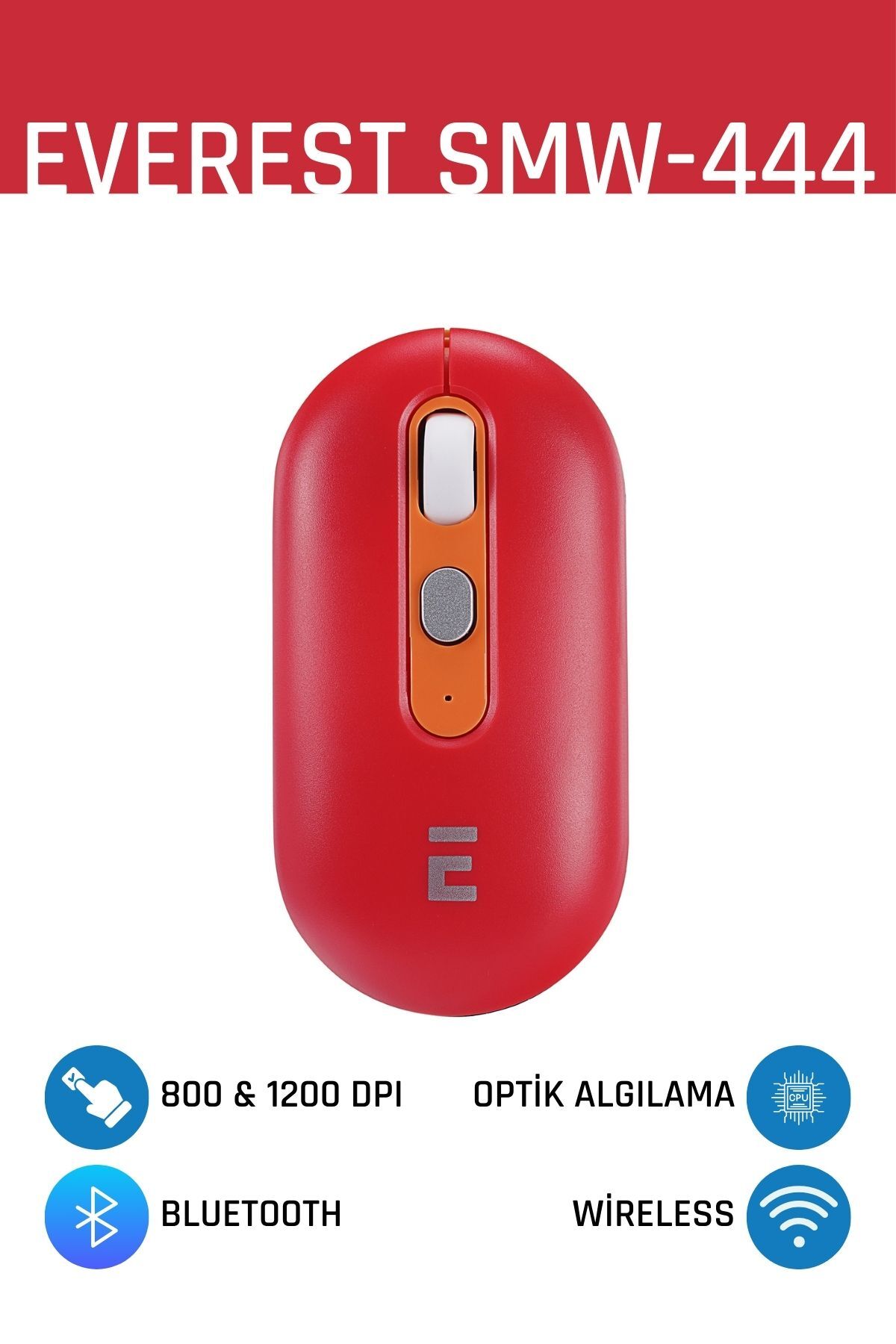 Everest SMW-444 Usb Kırmızı Bluetooth ve 2.4Ghz Optik Wireless Mouse Modern Tasarım 431550 ...