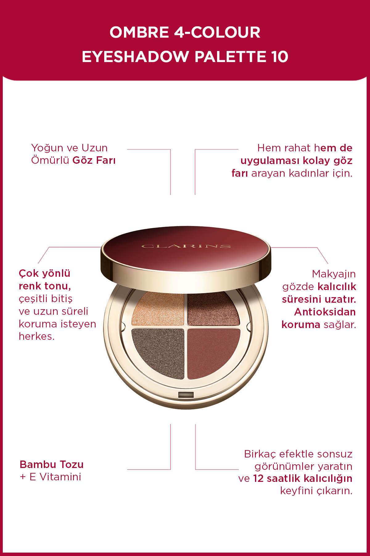 Clarins Ombre 4-Colour Eyeshadow Palette 10 Maple Gradation 4,2g - Fiyatı, Yorumları