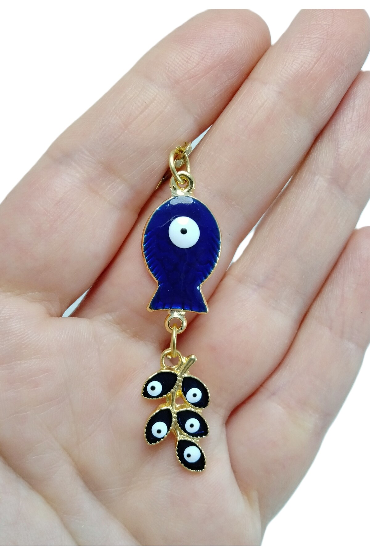 biuti Lacivert Metal Balık Salkımlı Nazar Boncuğu Araba Dikiz Ayna Süsü ...