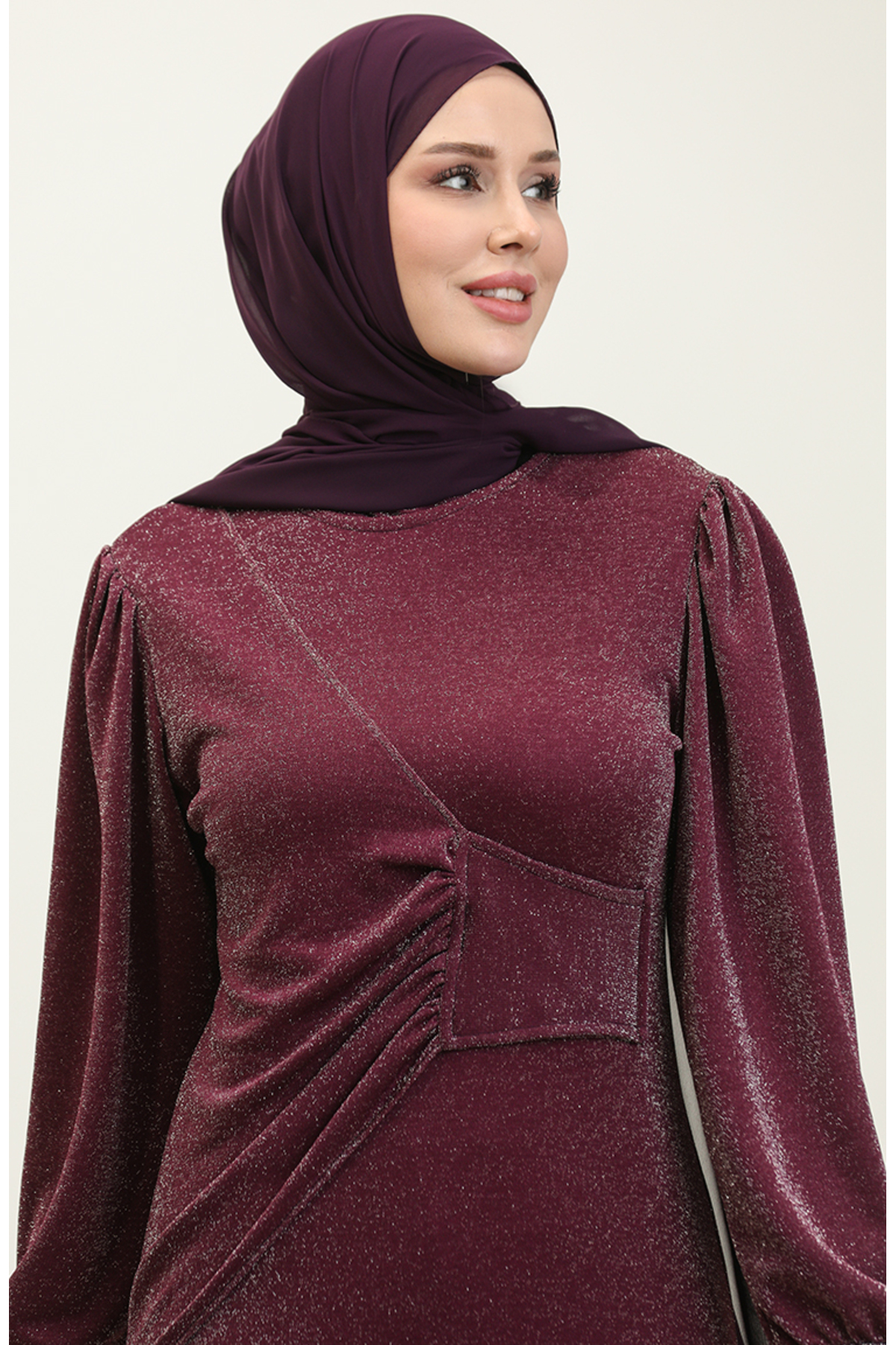 sefamerve Alime Simli Abiye Elbise 0337-03 Mor Fiyatı, Yorumları - Trendyol