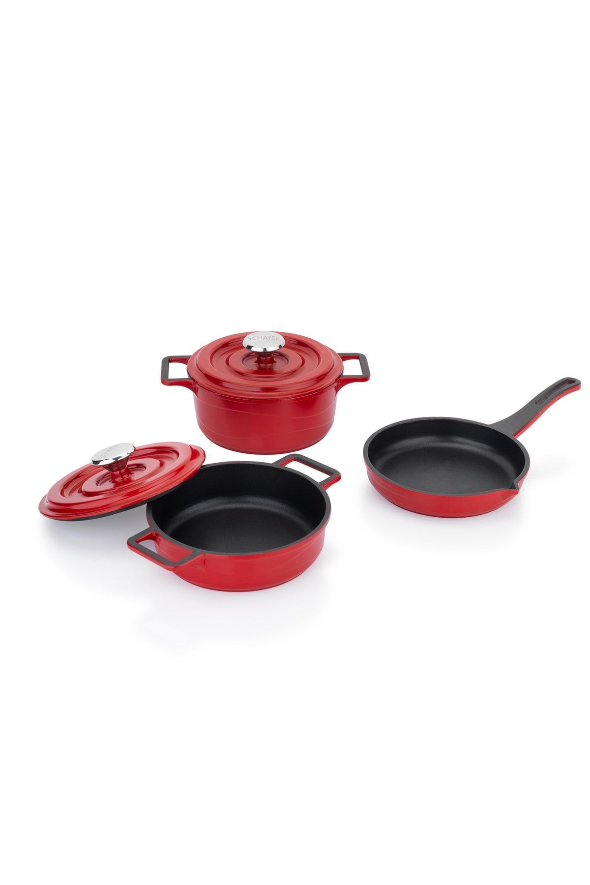 Schafer Pro Cast Mini Cast Pot Set 5 Pieces-red- Trendyol