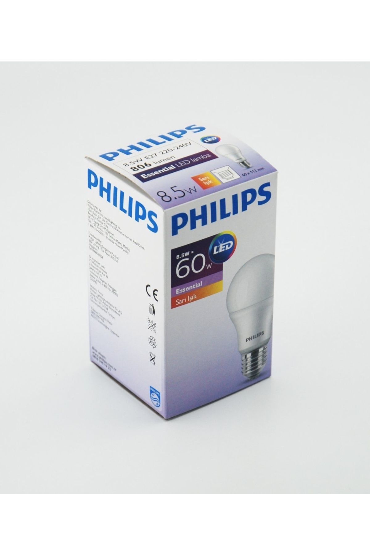 Philips 8w = 60w Sarı Işık Led Ampul/essential/2700k/a /806 Lumen ...