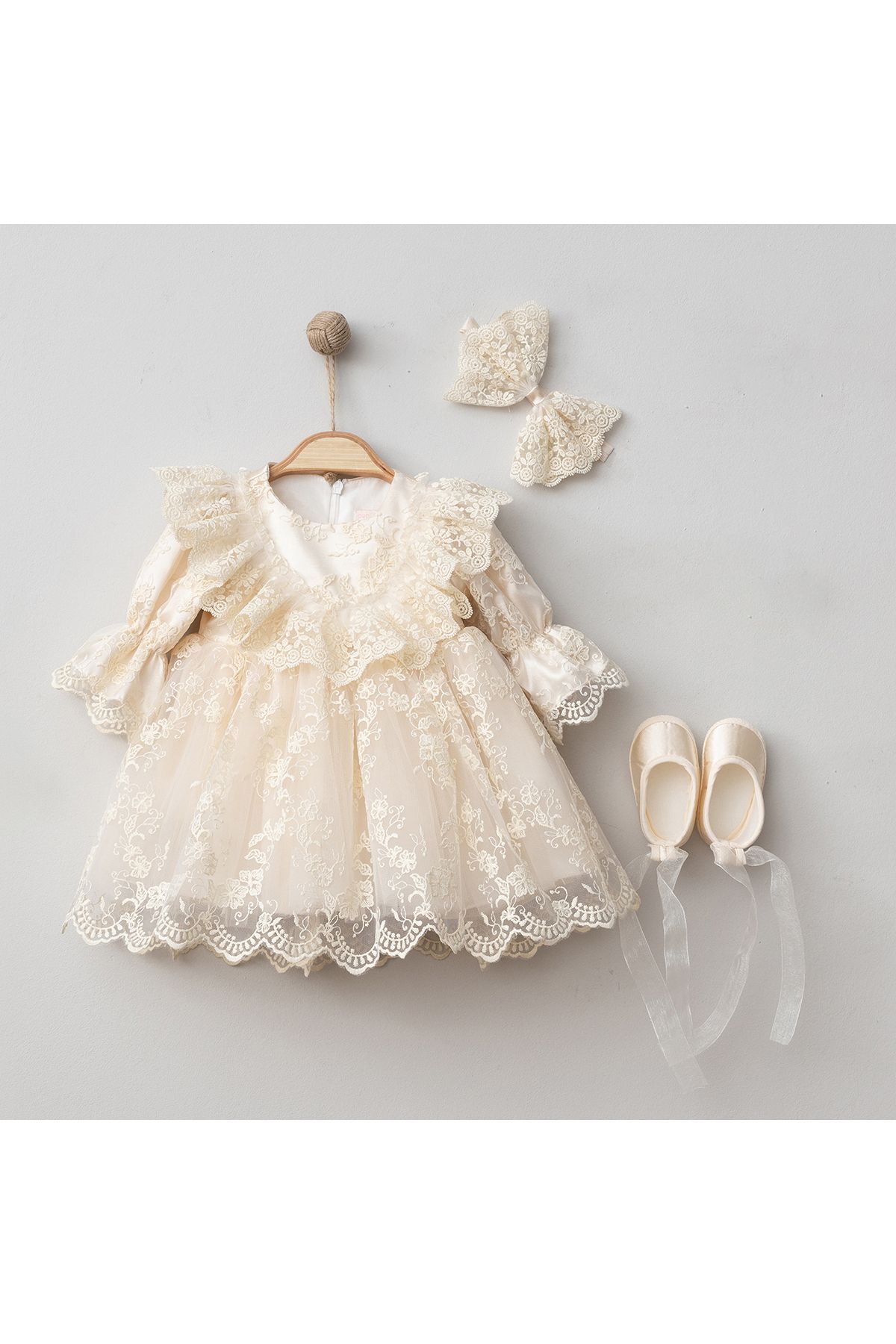 Pugi Baby Yenidoğan Kız Bebek 3'lü Mevlit Elbise Set - Fiyatı, Yorumları