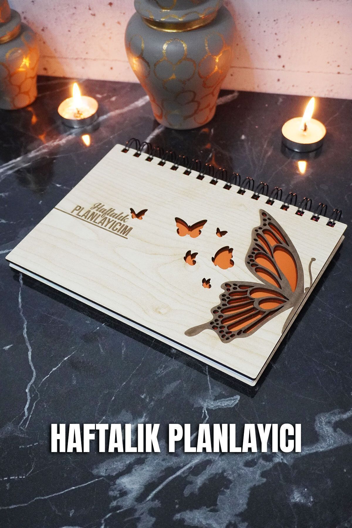 markcat Kelebek Figürlü Ahşap Süresiz Plan Defteri - Tarihsiz Defter ...