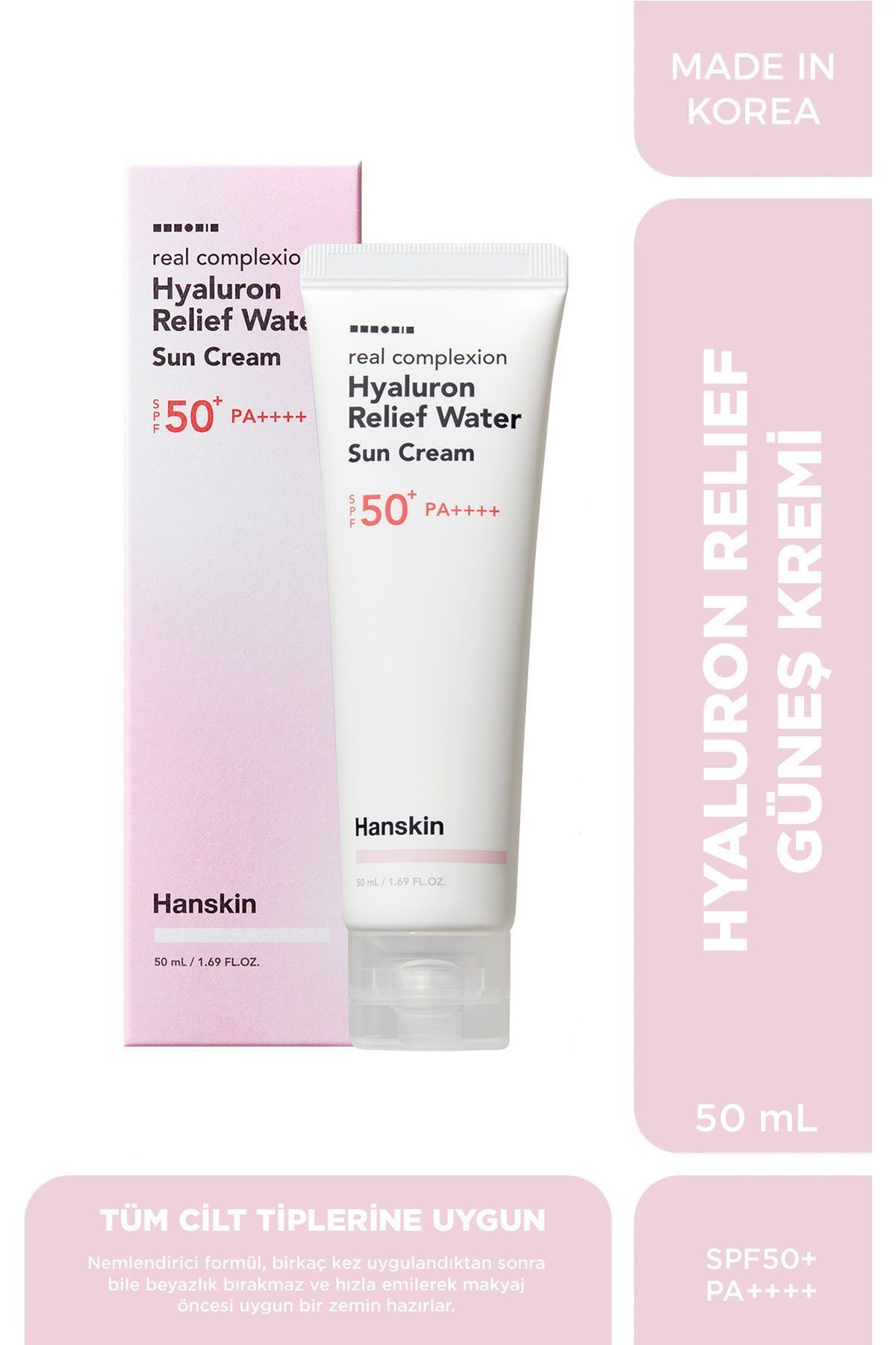 Hanskin Hyaluron Relief Water Sun Cream- SPF50+ PA++++ Güneş Kremi Tüm ...