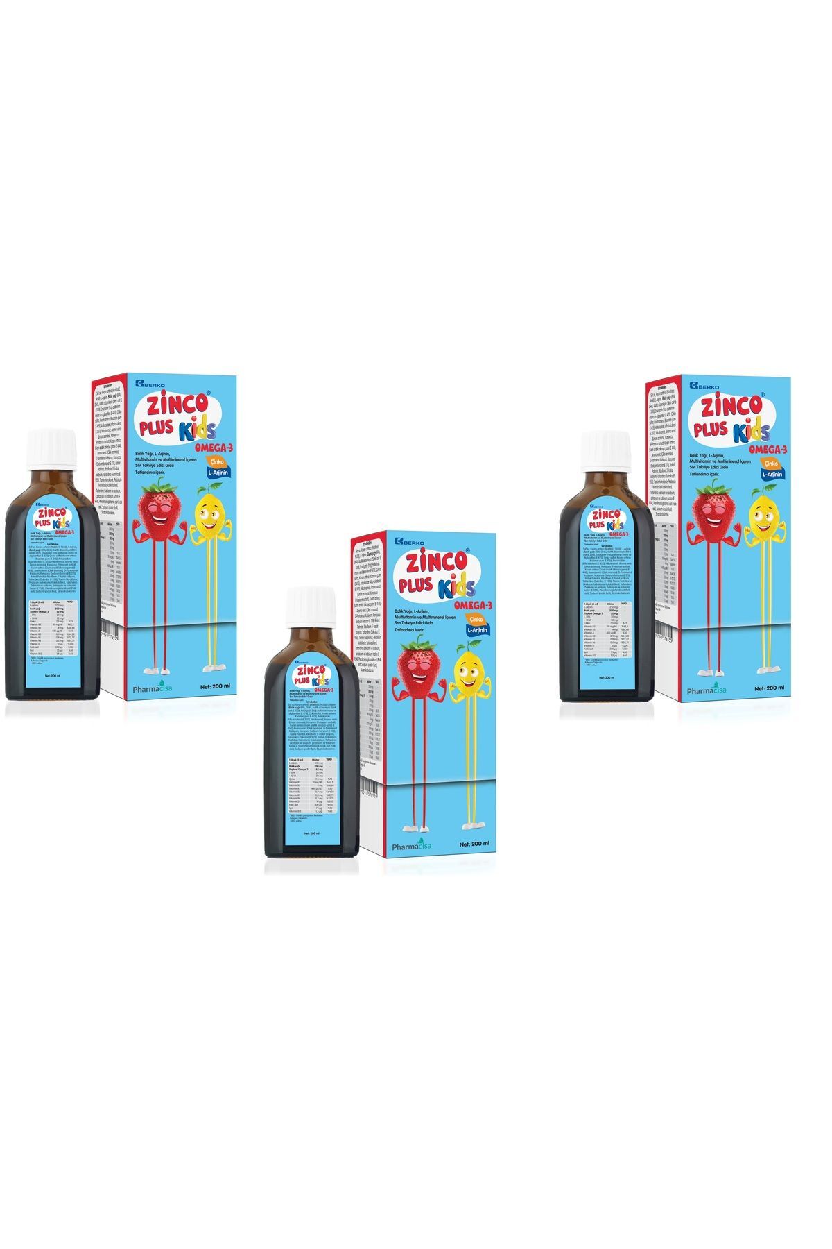Berko ZİNCO Kids Plus Şurup 200 ml 3 ADET - Fiyatı, Yorumları