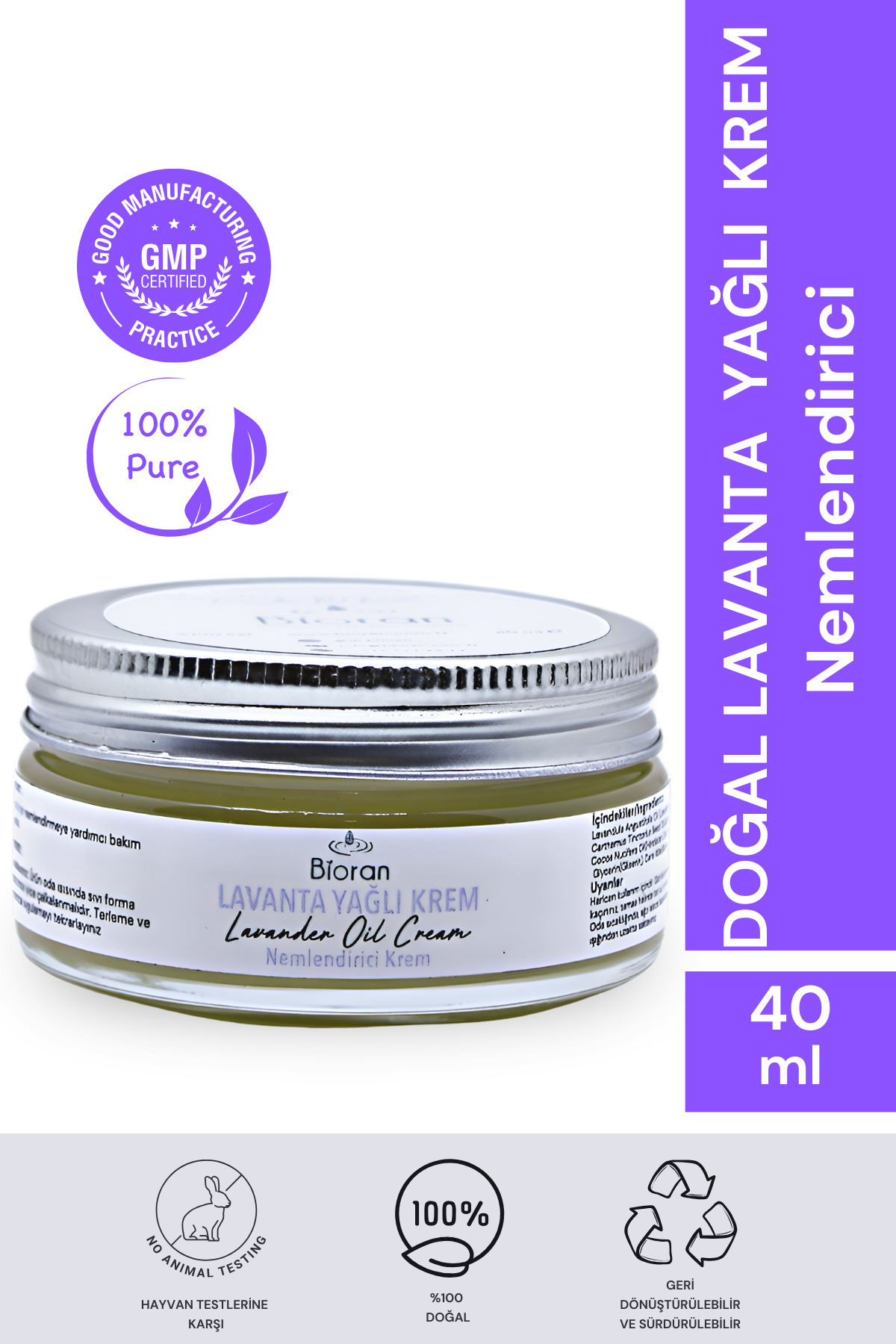 Bioran Lavanta Yağlı Yoğun Bakım Kremi 40 Ml.%100 Doğal Sivilce Karşıtı ...